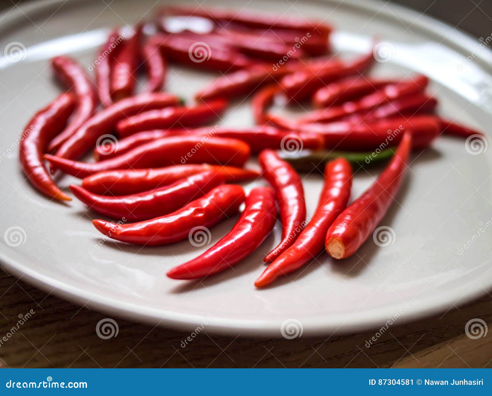 Chilli Red on White Ceramic Plate Stock Image - Image of food, color ...