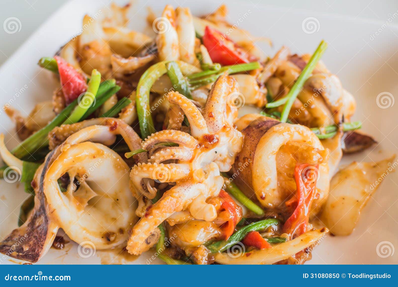 Chilli salted squid curry. stock photo. Image of lunch - 31080850
