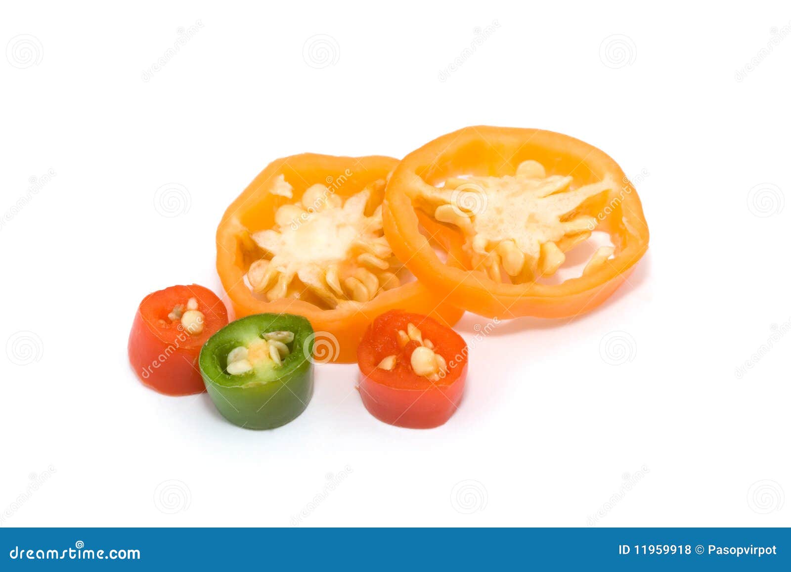 Chilli Slices Different Color Stock Photo - Image of isolate, green ...