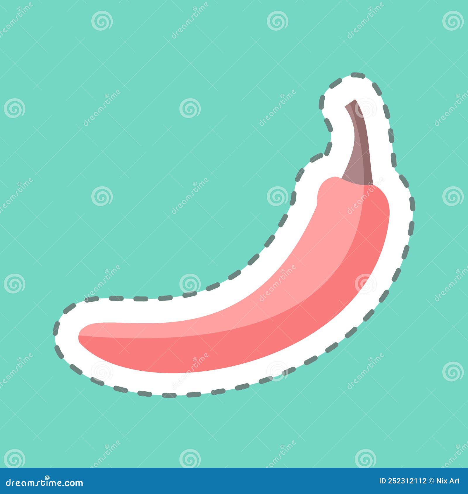Chilli Sticker in Trendy Line Cut Isolated on Blue Background Stock ...