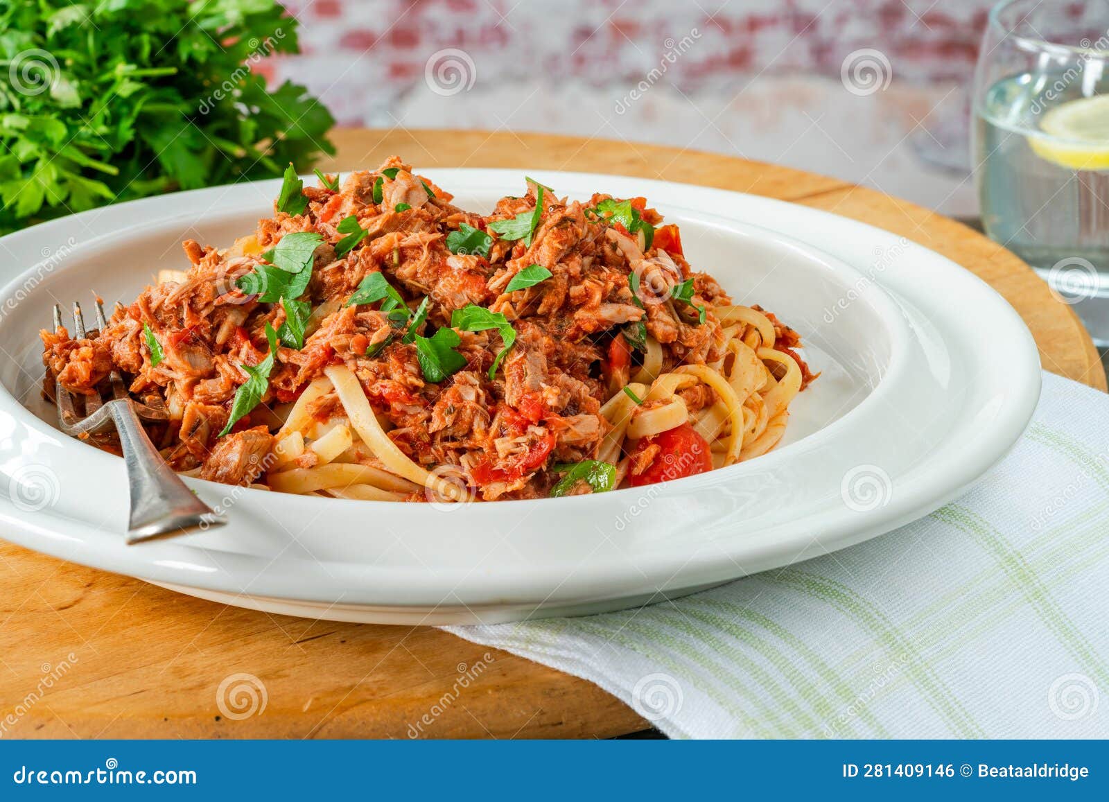 Chilli tuna with pasta stock photo. Image of macaroni - 281409146