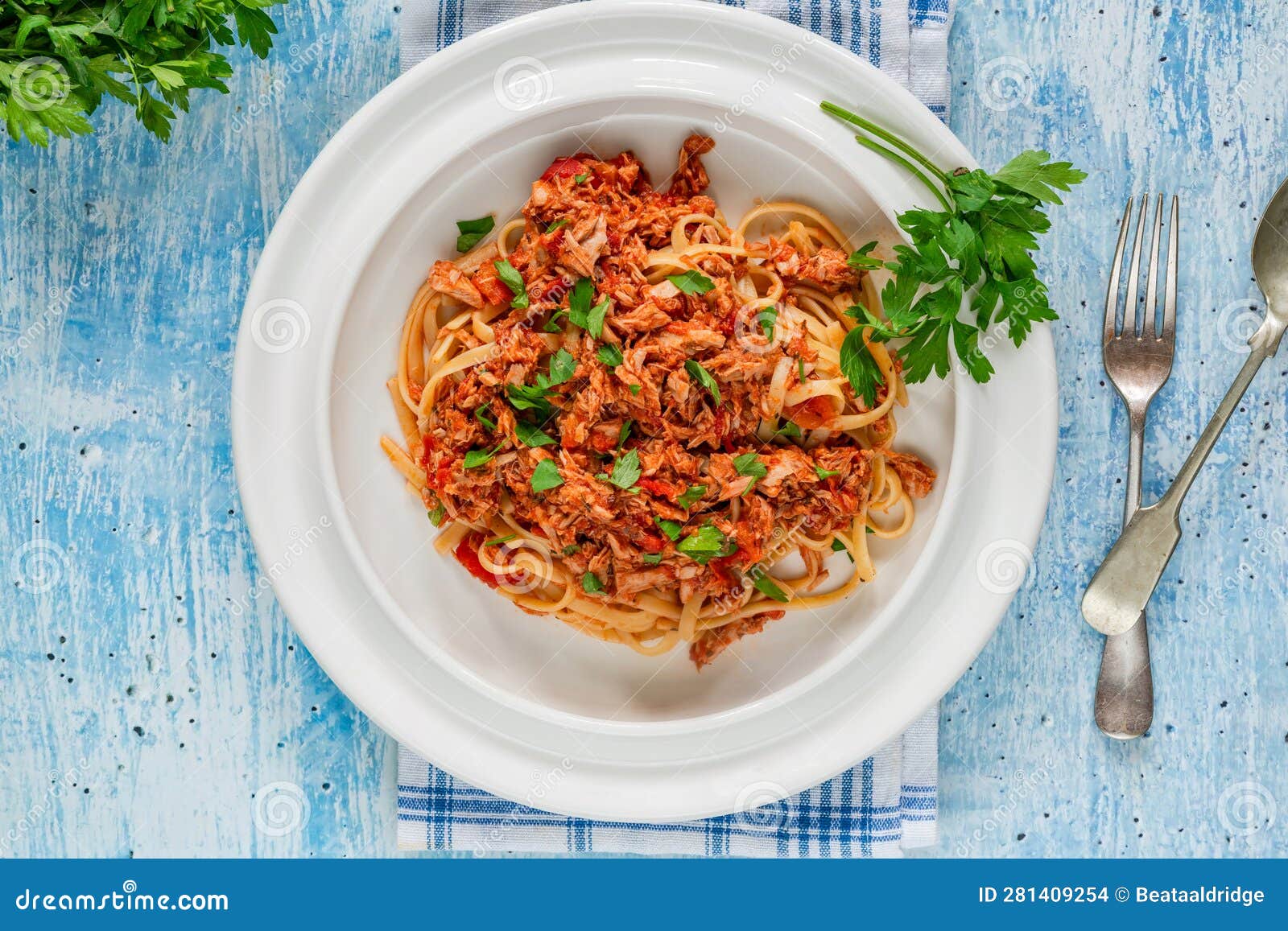Chilli tuna with pasta stock photo. Image of dish, recipe - 281409254