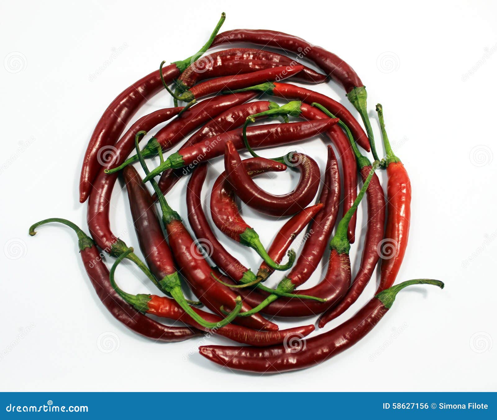 Chillies Arranged in a Circle Stock Photo - Image of spicy, season ...