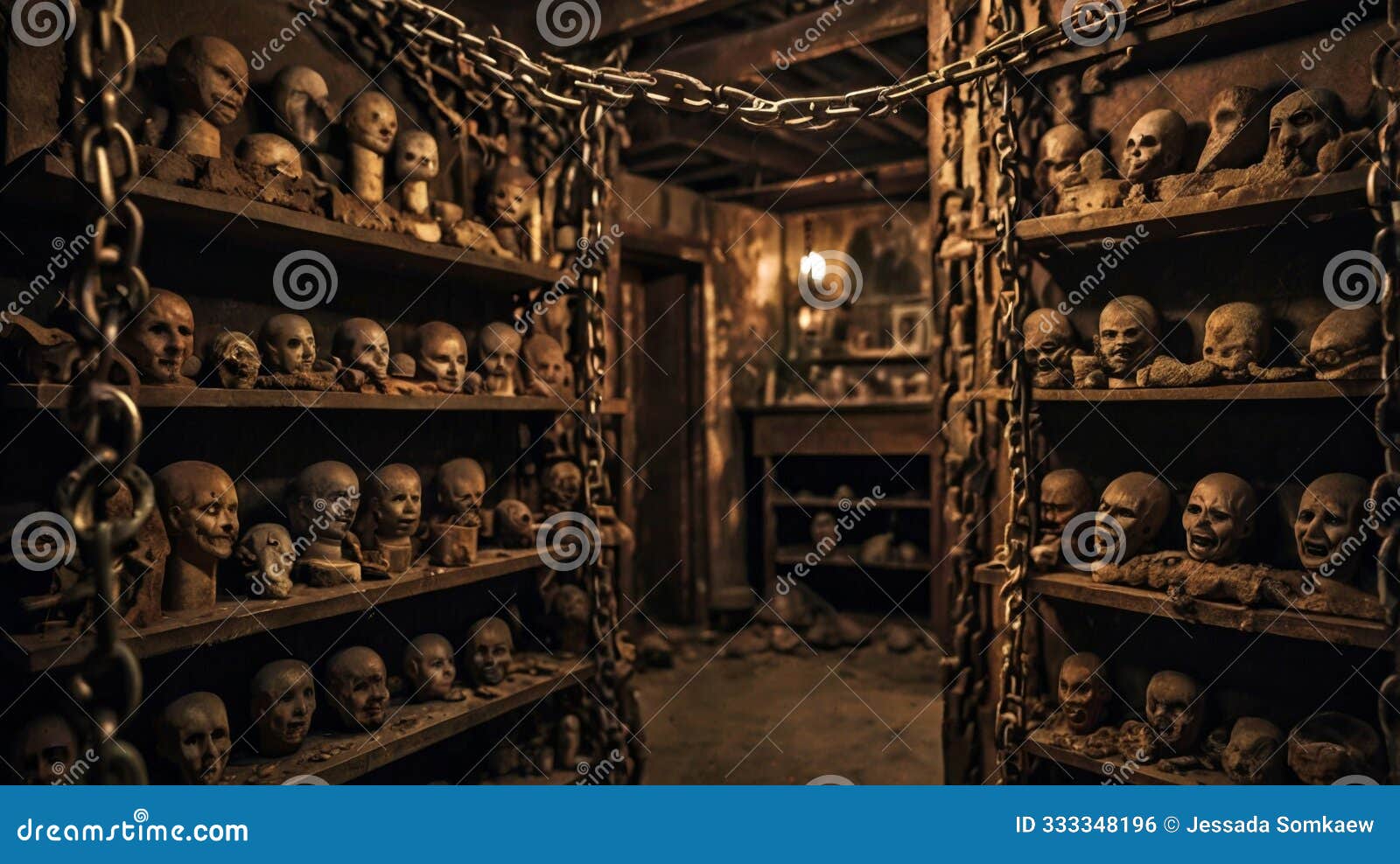 A Chilling Basement Tour Inside the Haunted House, with Rusty Chains ...