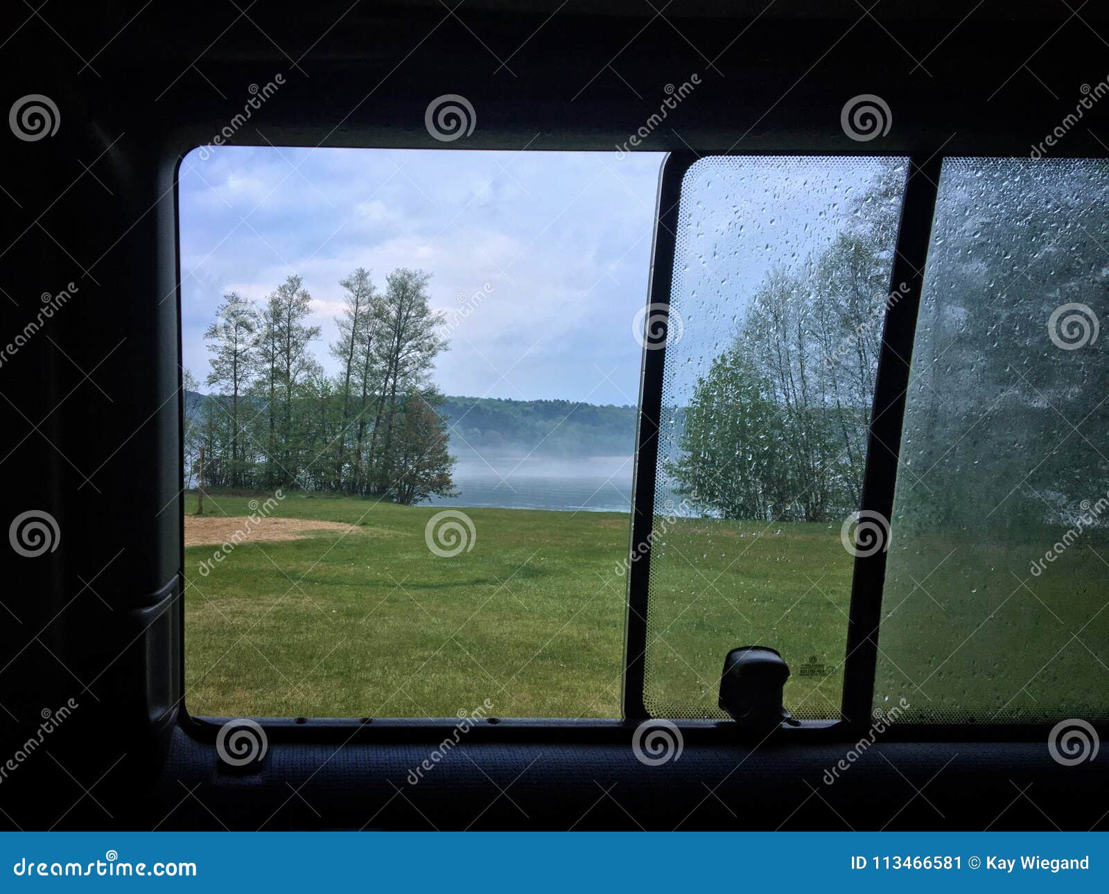 Chilling in the Camper Van during Rain Stock Image - Image of drop ...
