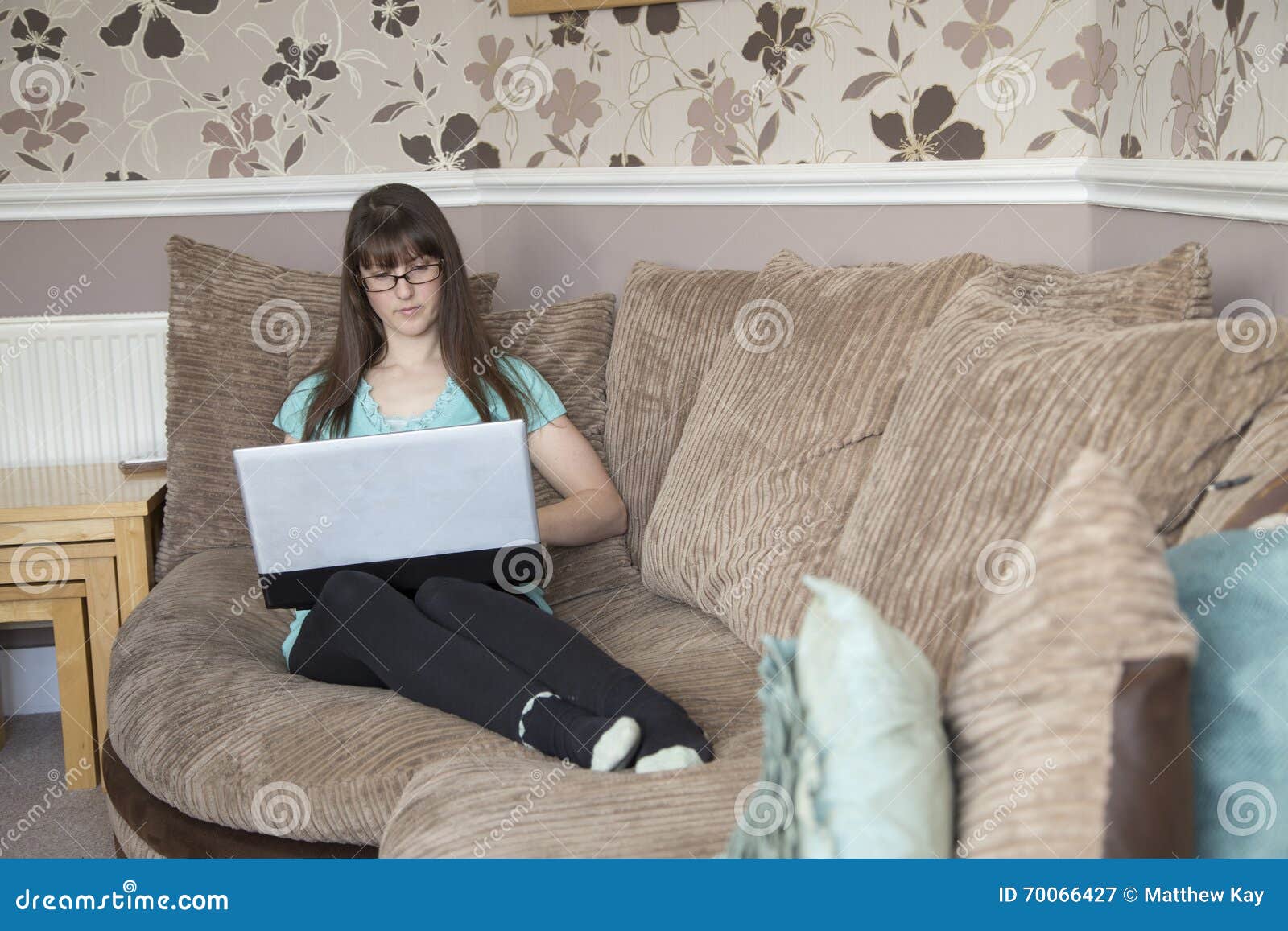 Chilling on Sofa Using a Laptop Stock Image - Image of lifestyles ...