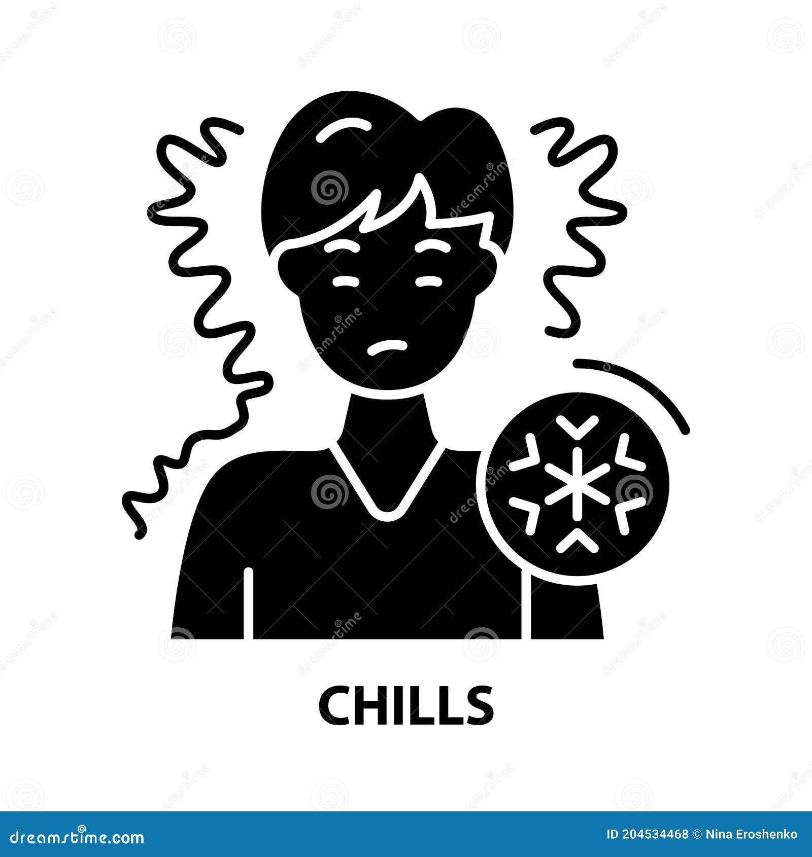 Chills Icon, Black Vector Sign with Editable Strokes, Concept ...