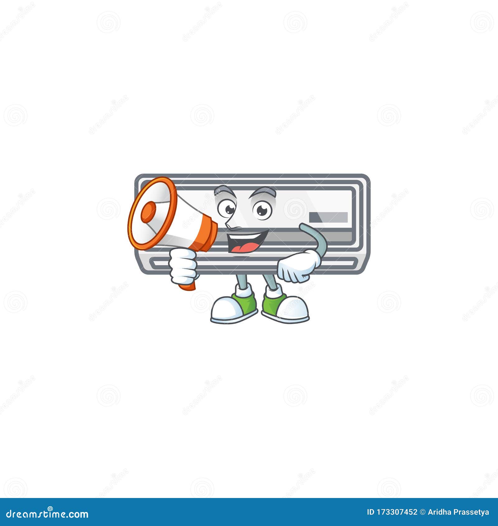 A Chilly Cartoon Character of Air Conditioner with a Megaphone Stock ...