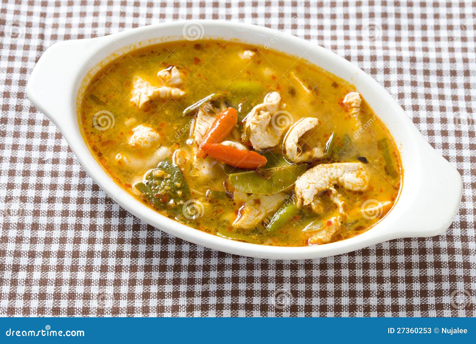 Chilly Chicken Tom Yum from Top View Stock Image - Image of plate ...