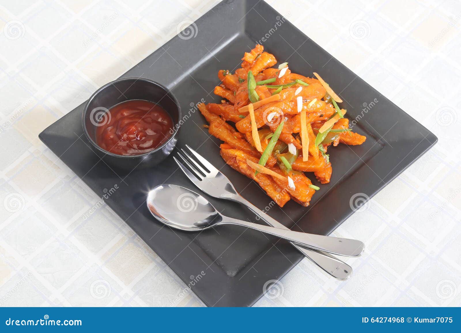 Chilly Potato Chinese stock photo. Image of ketchup, snack - 64274968