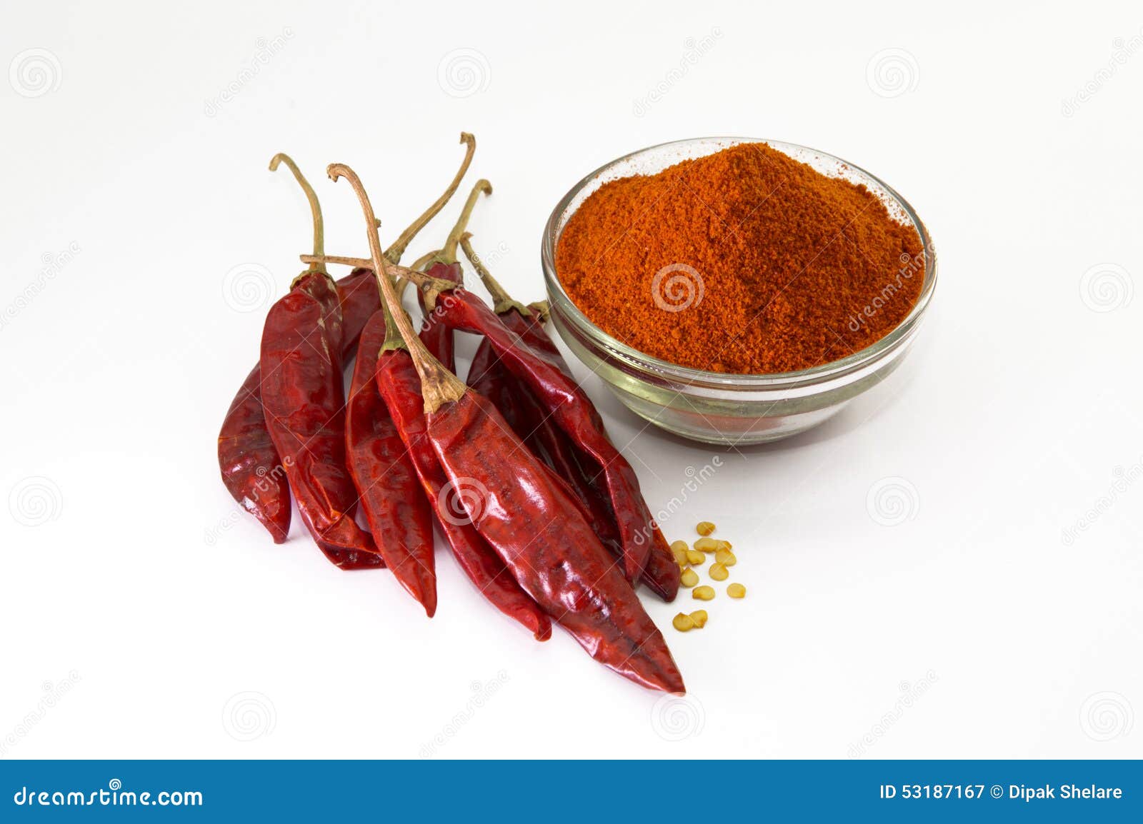 Chilly Powder with Red Chilly, Dried Chilies Stock Image - Image of ...