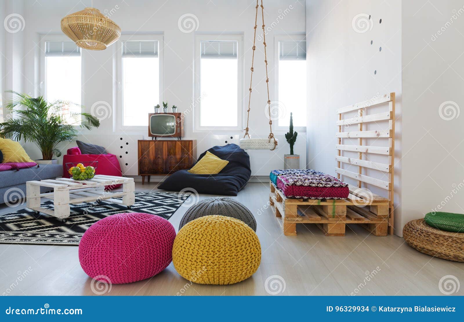 Chillzone in apartment stock photo. Image of patterns - 96329934
