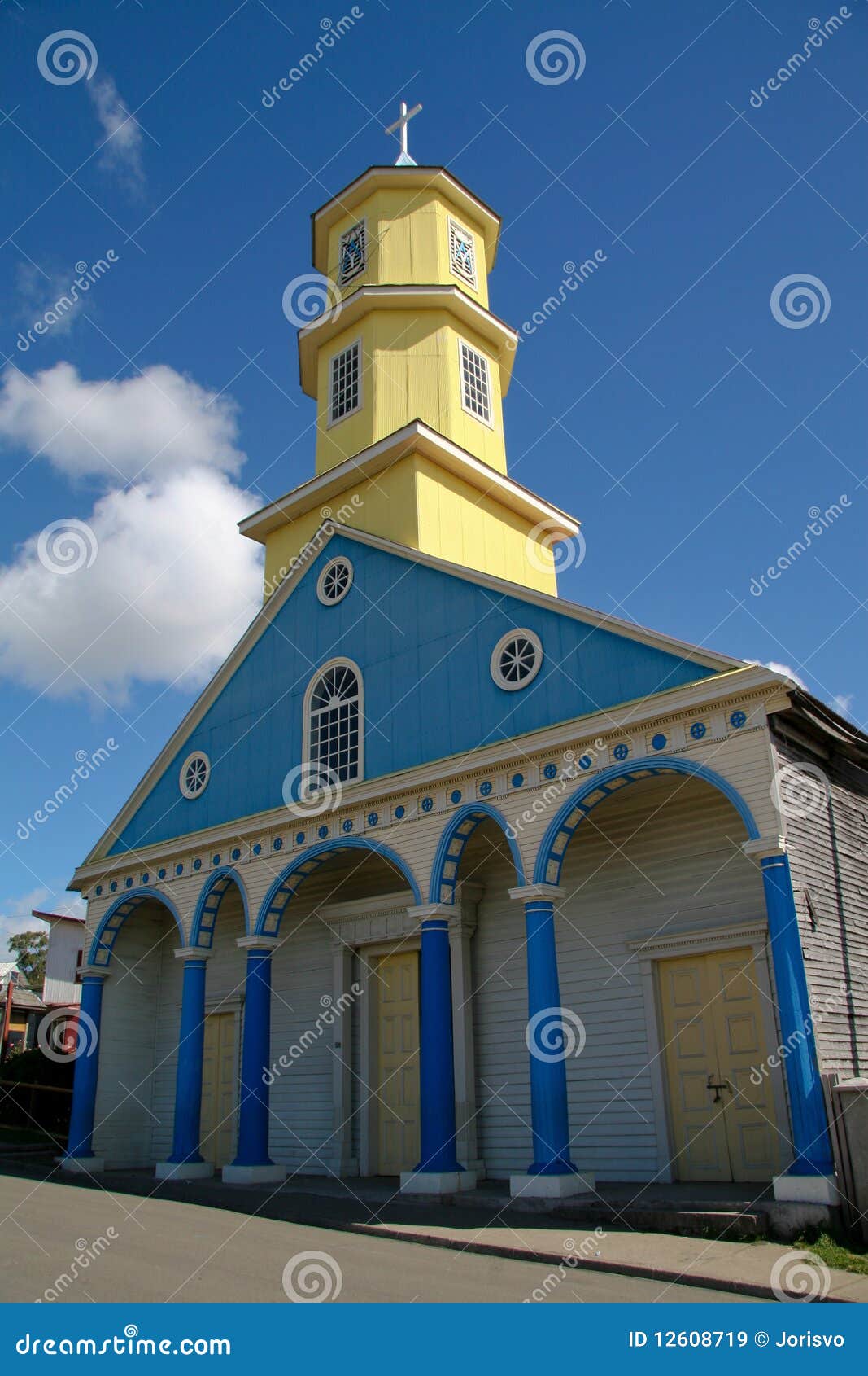 Chiloe church stock image. Image of south, facade, wooden - 12608719