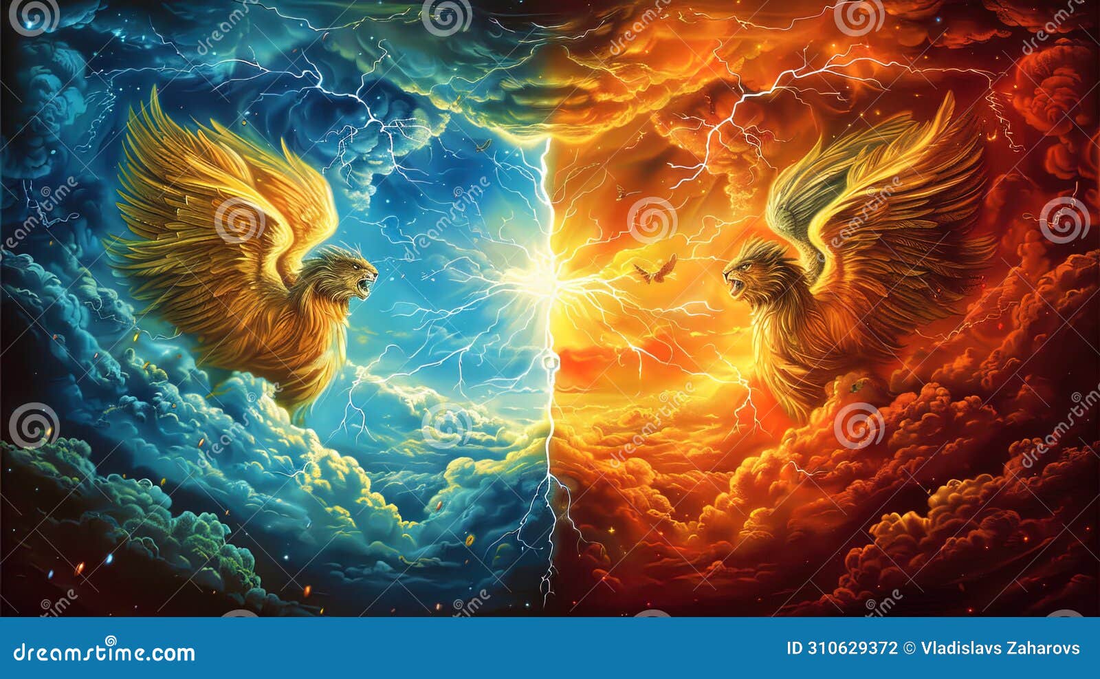 A Chimera, Combining Features of Different Animals Flying in the Sky ...