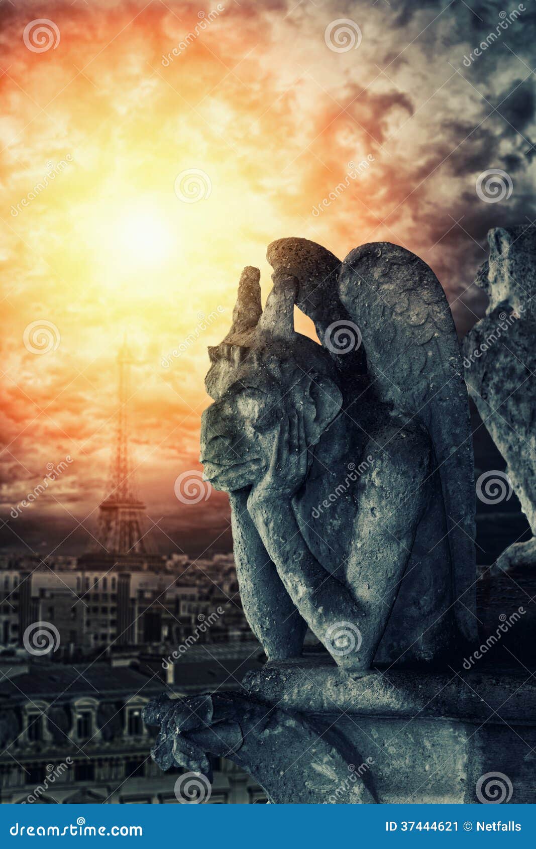 Chimera (gargoyle) of the Cathedral of Notre Dame De Paris Stock Image ...