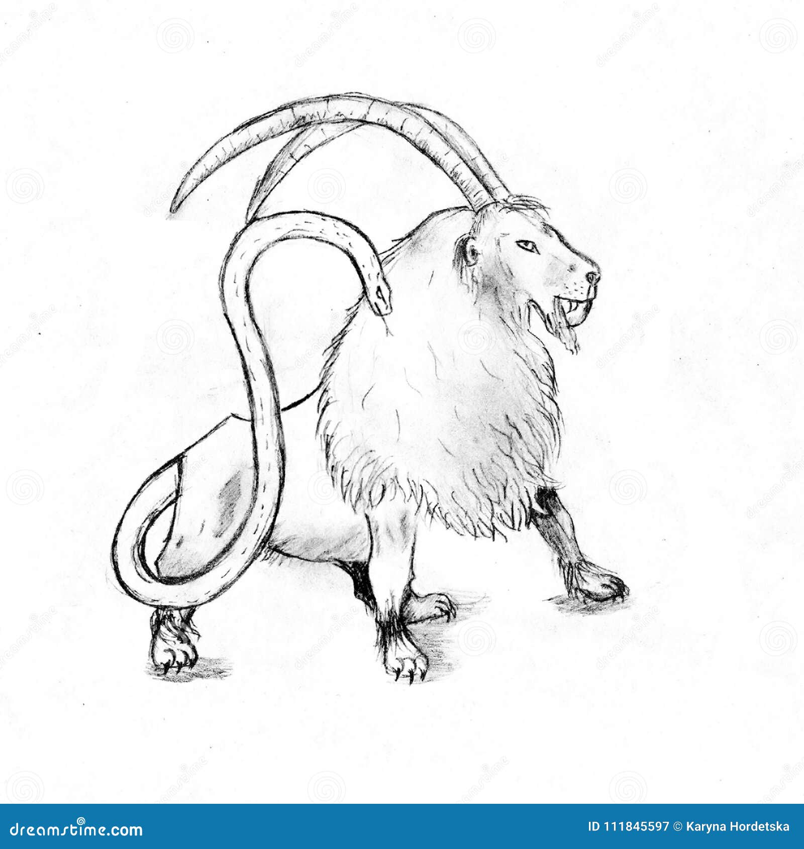 Chimera Sketch stock illustration. Illustration of magic - 111845597