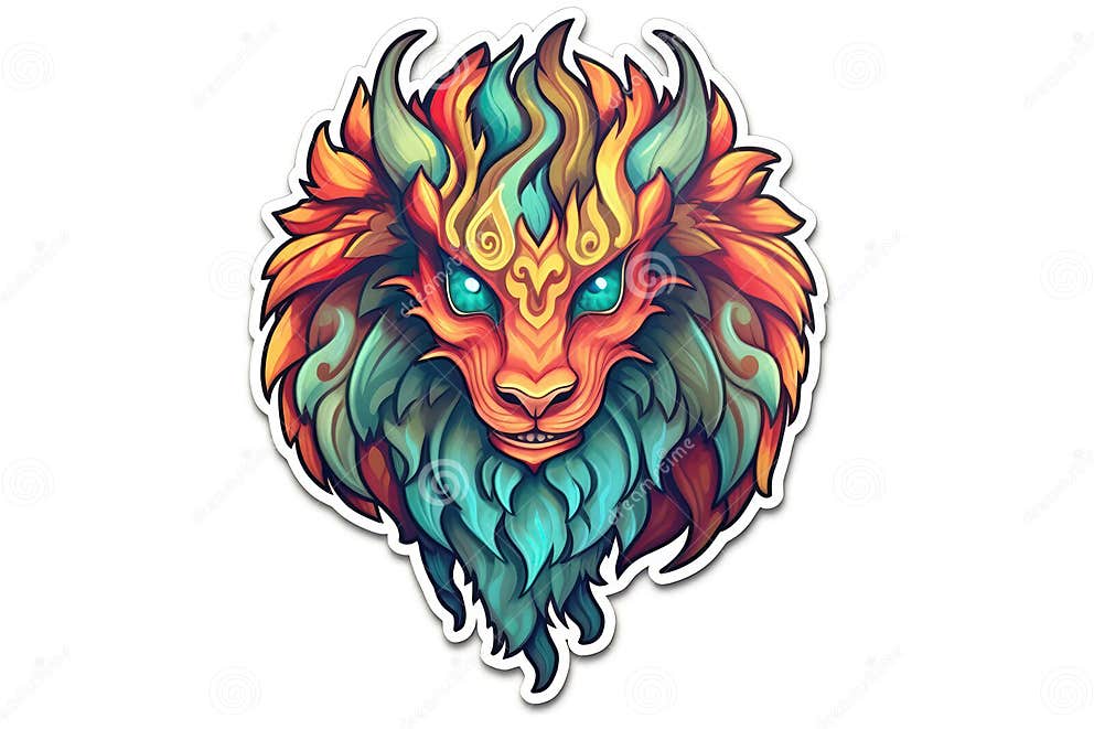 Chimera Sticker on White Background. Generative AI Stock Illustration ...