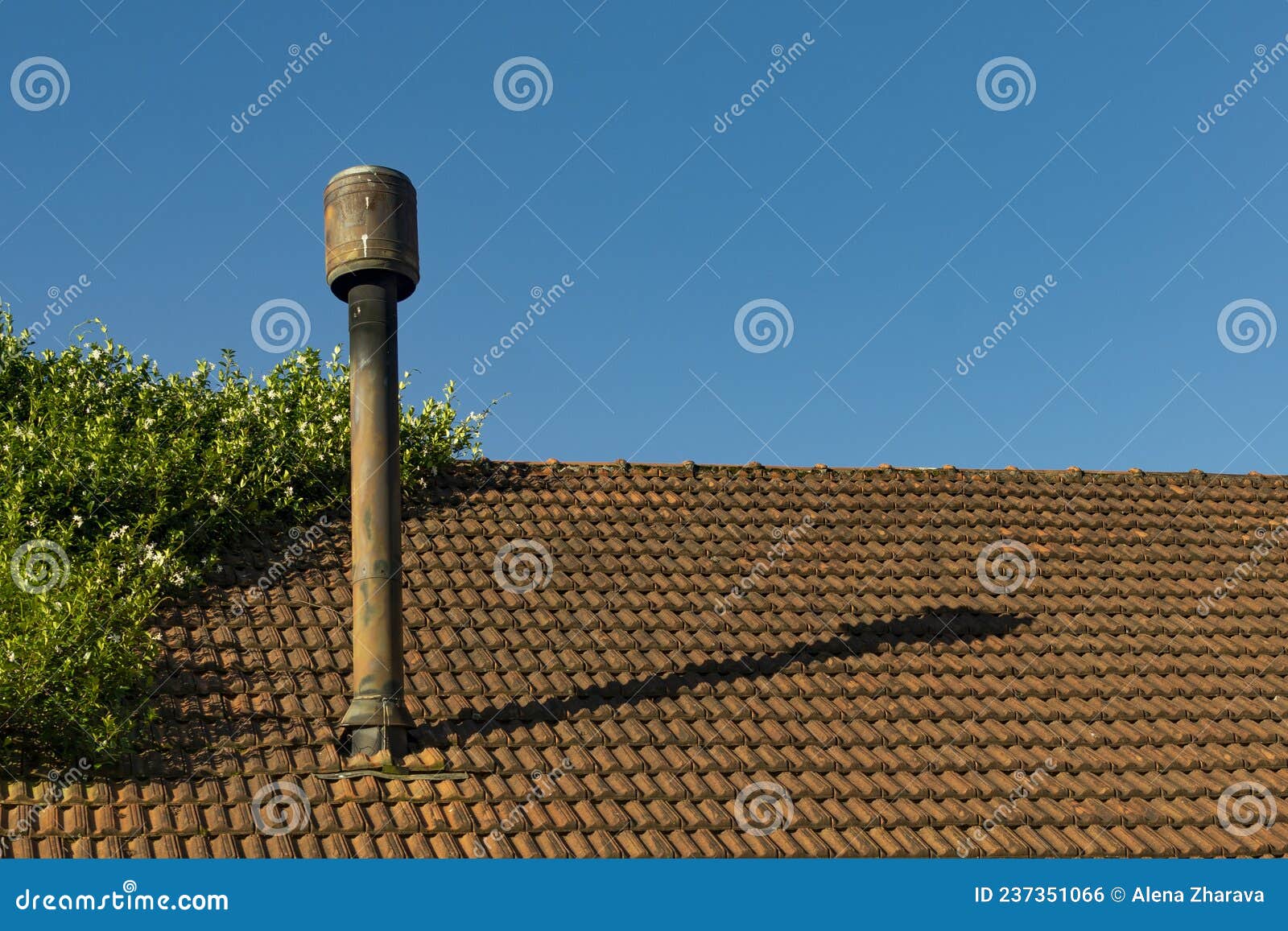 Chimney on Background of Blue Sky and Clouds Stock Photo - Image of ...