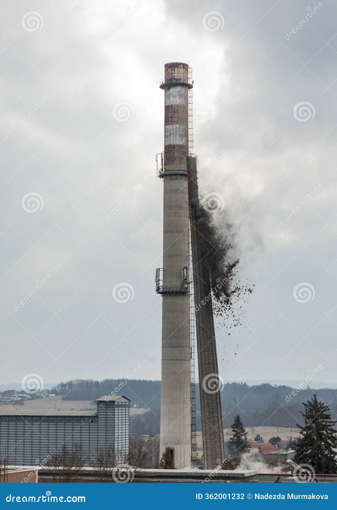 Chimney Blasting and Chimney Collapse in a Small Town Stock Photo ...