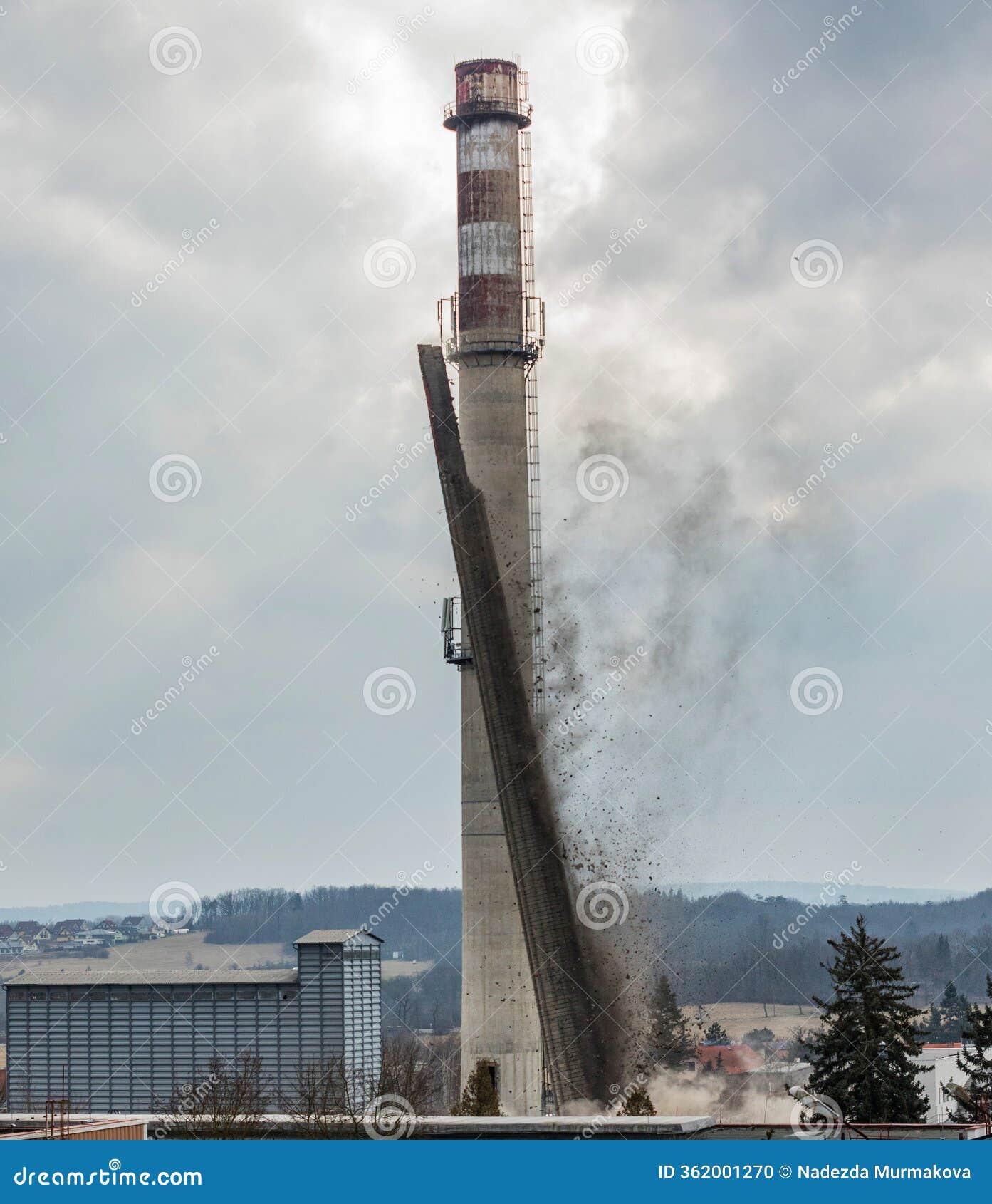 Chimney Blasting and Chimney Collapse in a Small Town Stock Photo ...