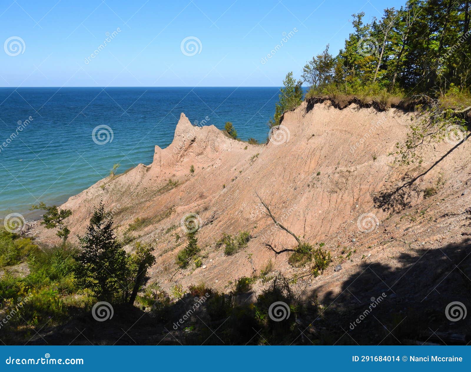 Chimney Bluff Eroded Glacial Shoreline on Lake Ontario Stock Photo ...