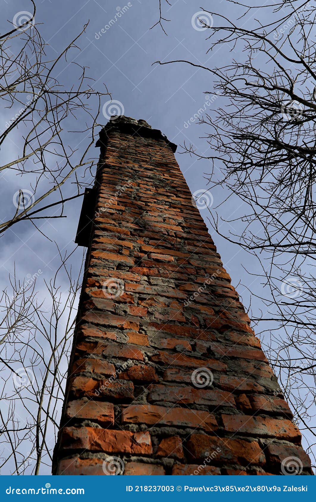 Chimney of bricks stock image. Image of background, plant - 218237003