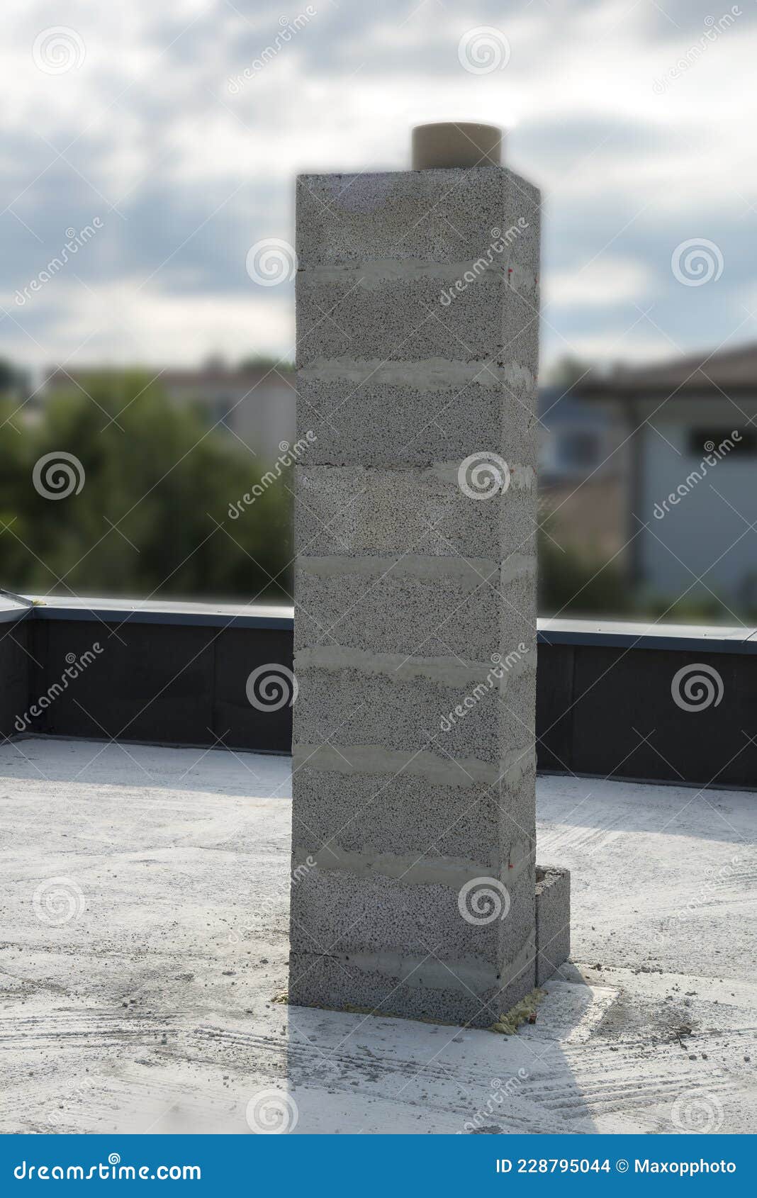 Chimney from Concrete Blocks Under Construction Stock Photo - Image of ...