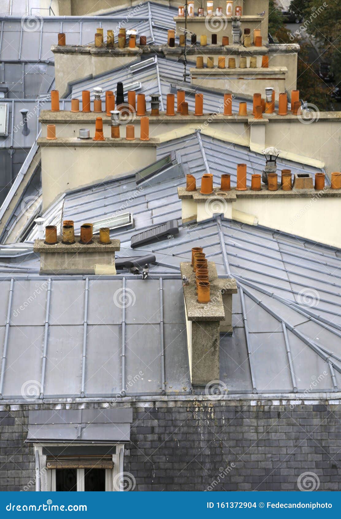 Chimney on the French Rooftops Stock Photo - Image of tops, warmup ...