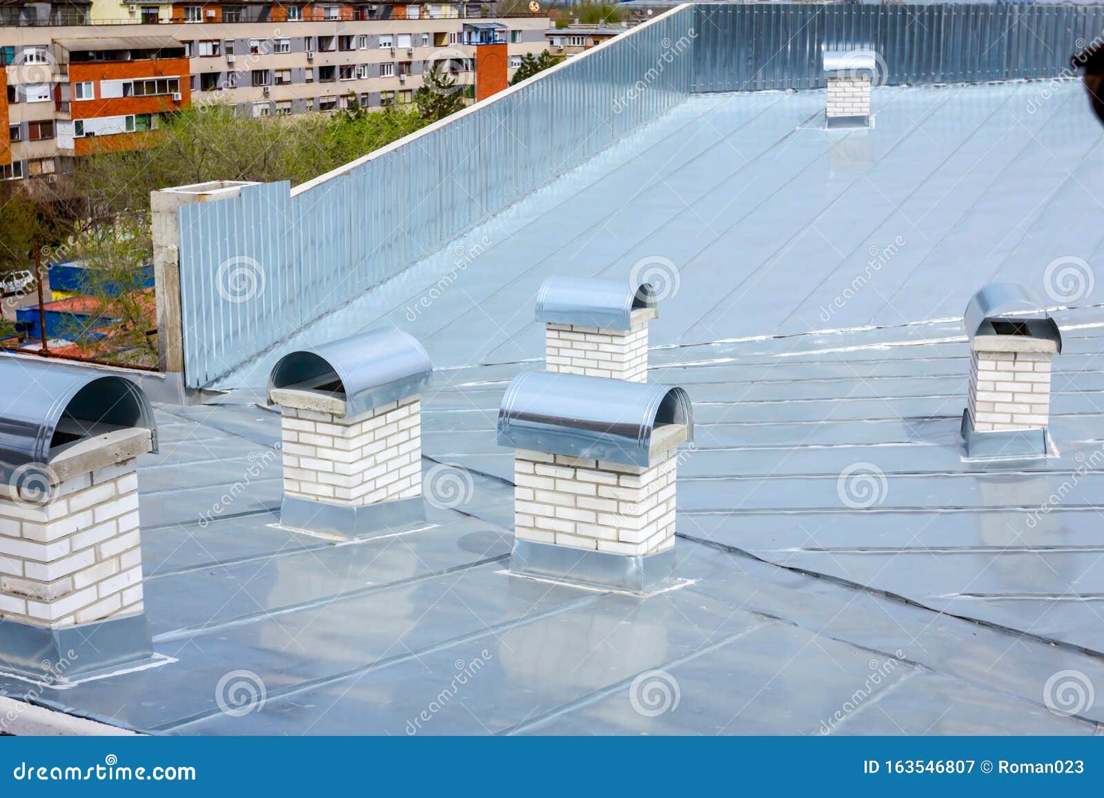 Chimney Made of White Bricks, Roof Ventilation System Stock Image ...