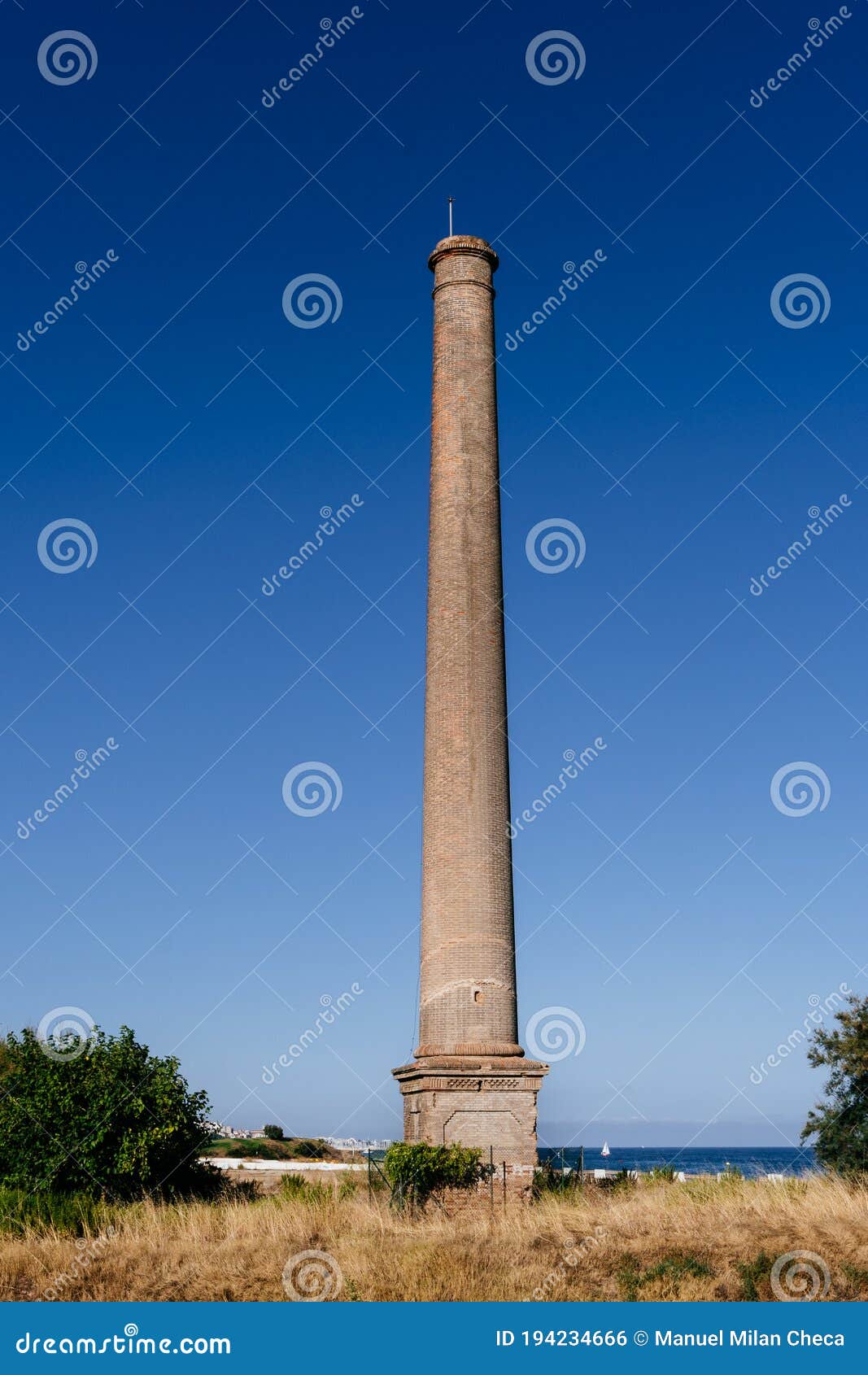 Chimney of an Old Factory Facing the Sea Stock Photo - Image of ...
