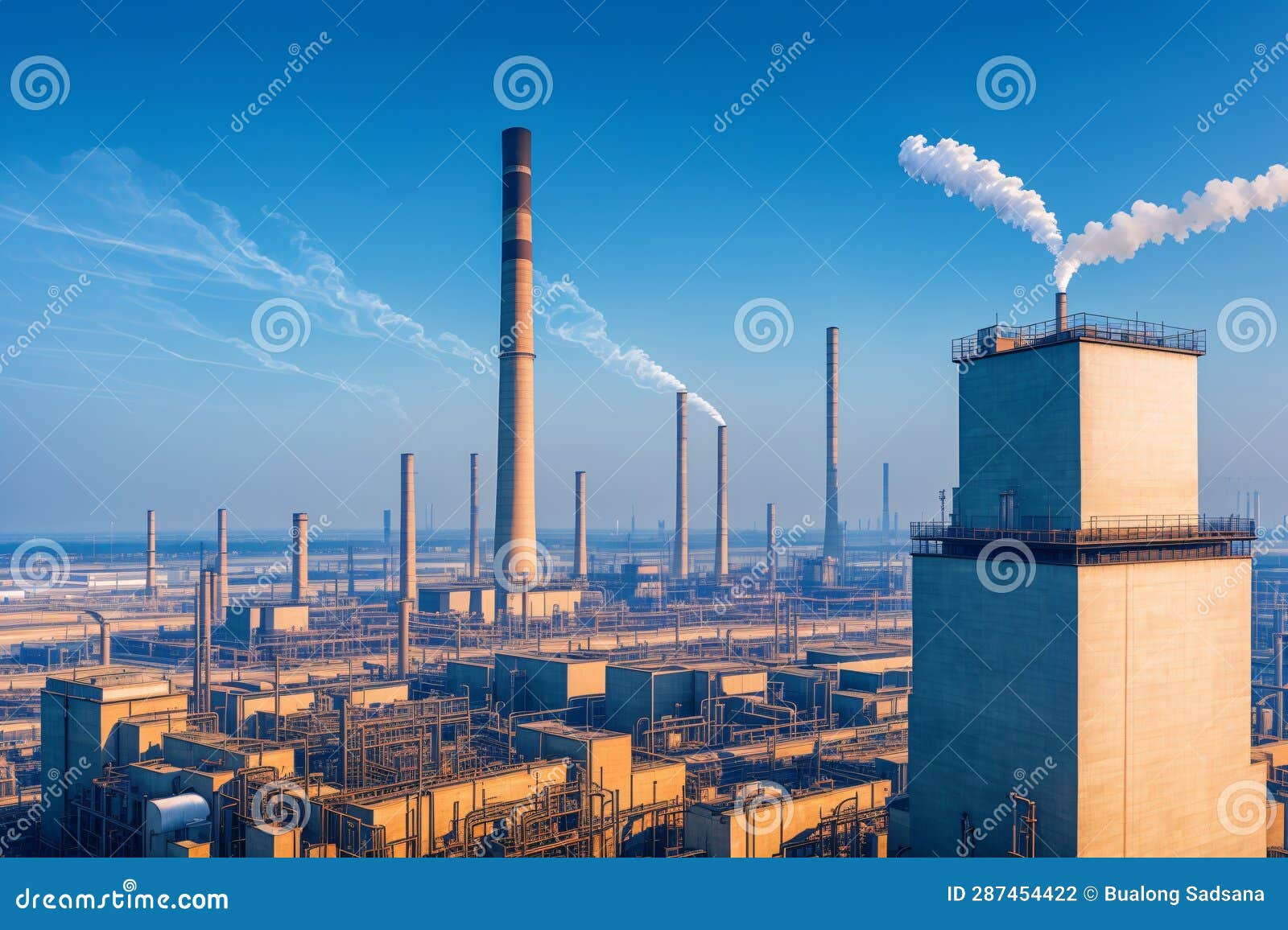 The Chimney of a Power Plant. Stock Illustration - Illustration of ...