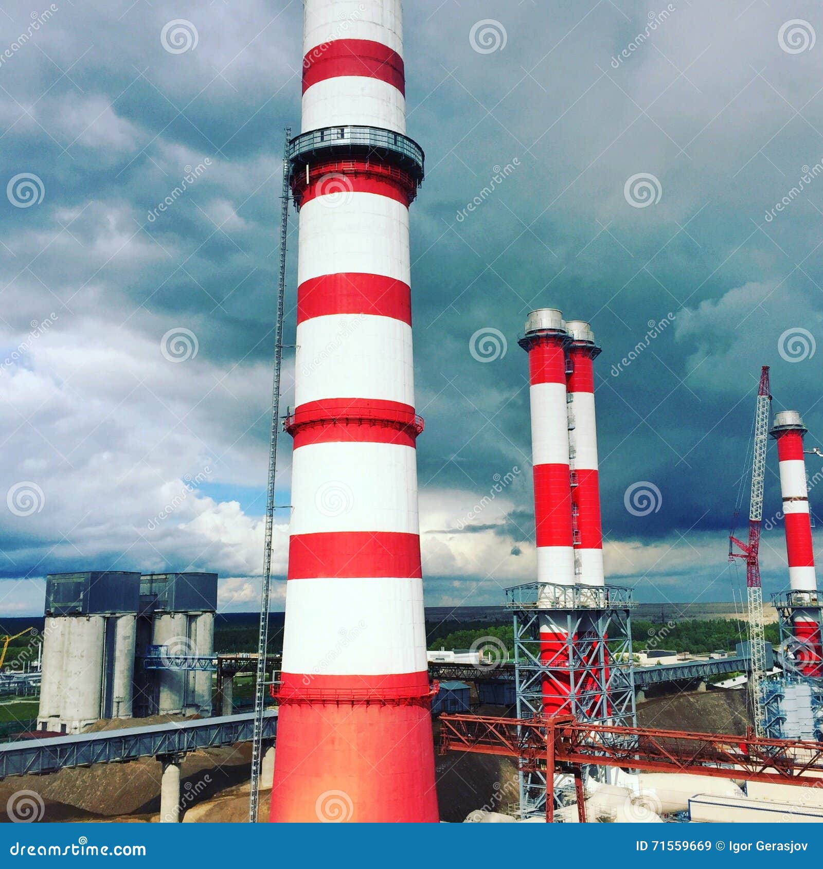 Chimney of power plant stock image. Image of chimney - 71559669