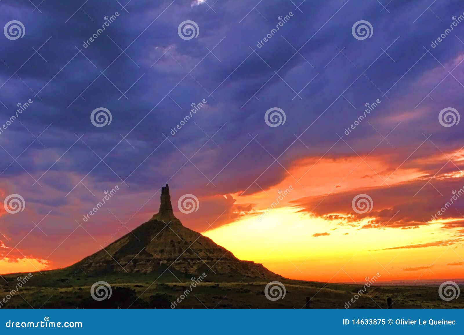 Chimney Rock Landmark in Nebraska after Sunset Stock Image - Image of ...