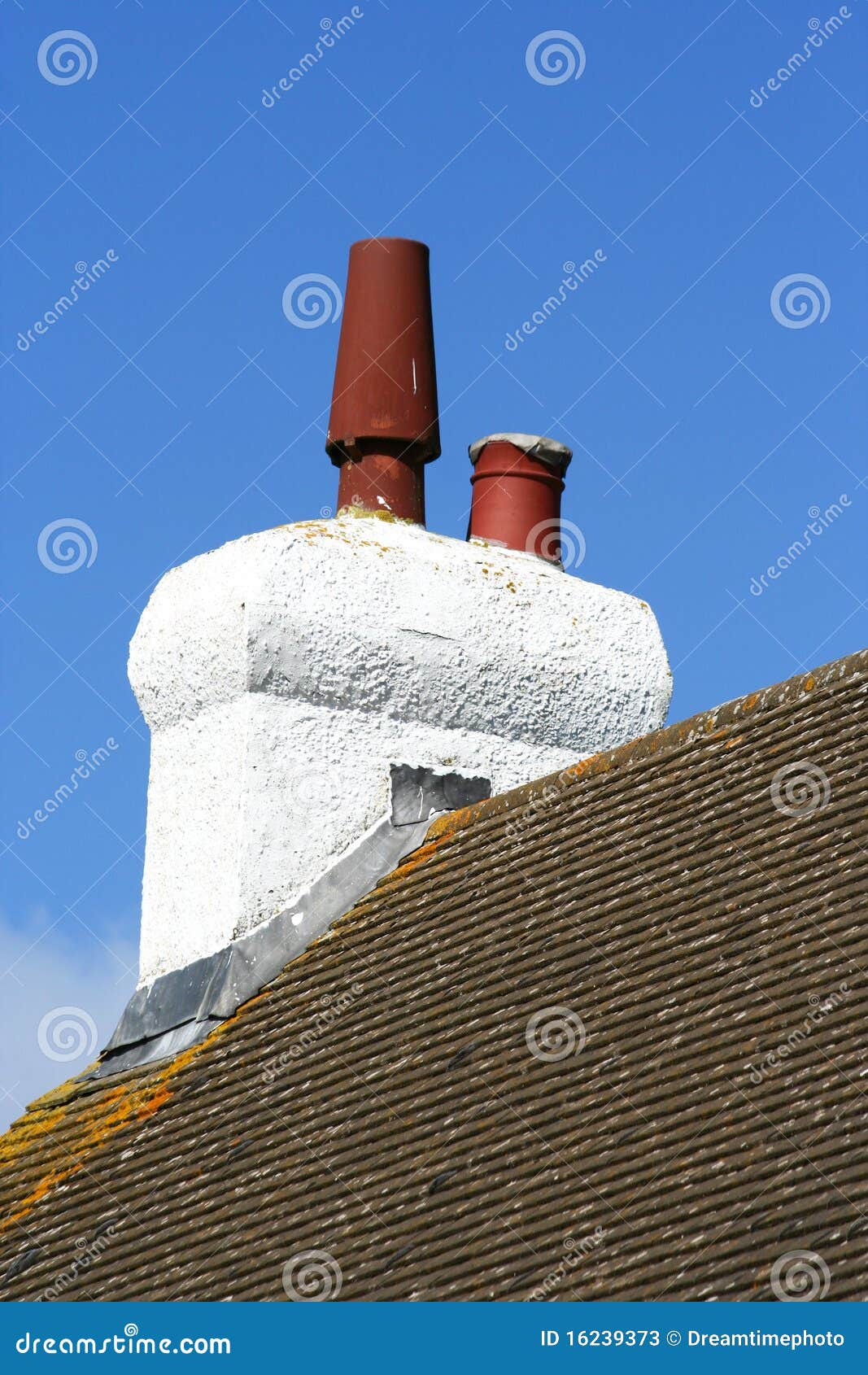 Chimney on a roof stock image. Image of blue, construction - 16239373