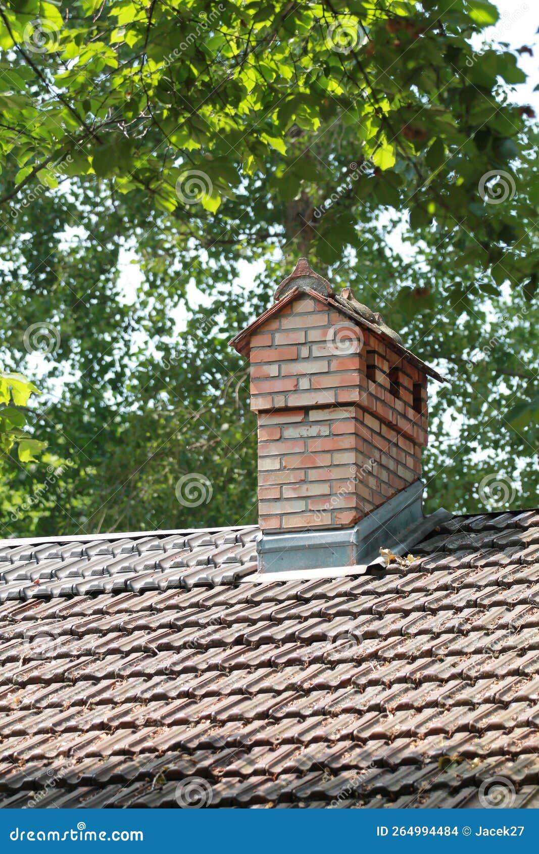 Chimney on the roof stock photo. Image of garden, house - 264994484