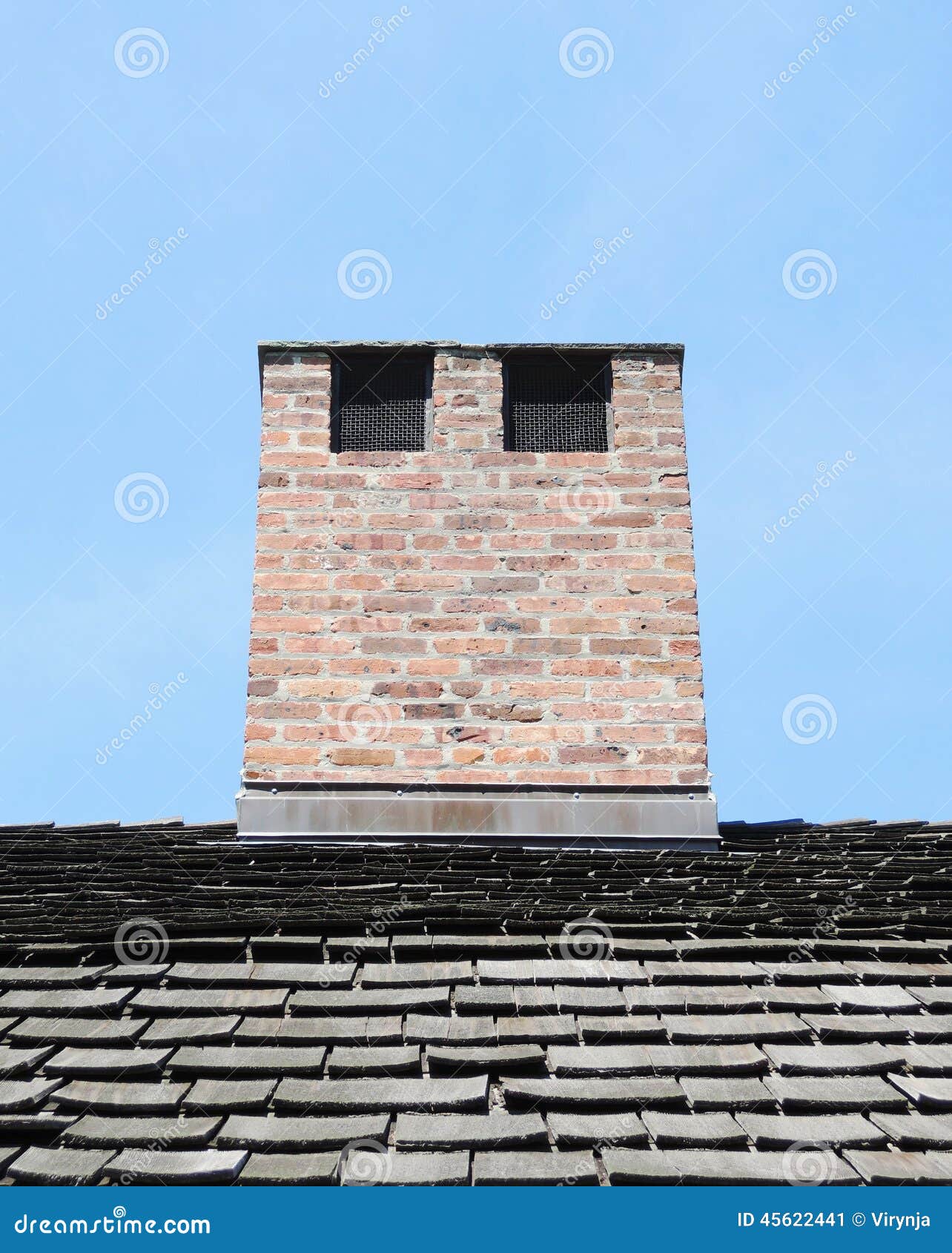 Chimney on the roof stock image. Image of detail, clouds - 45622441