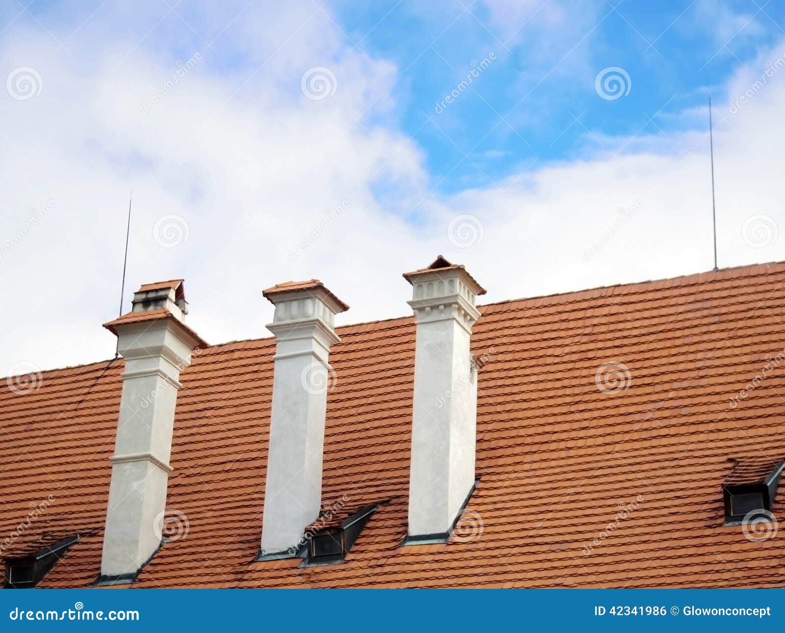 Chimney on the roof stock photo. Image of brick, roof - 42341986