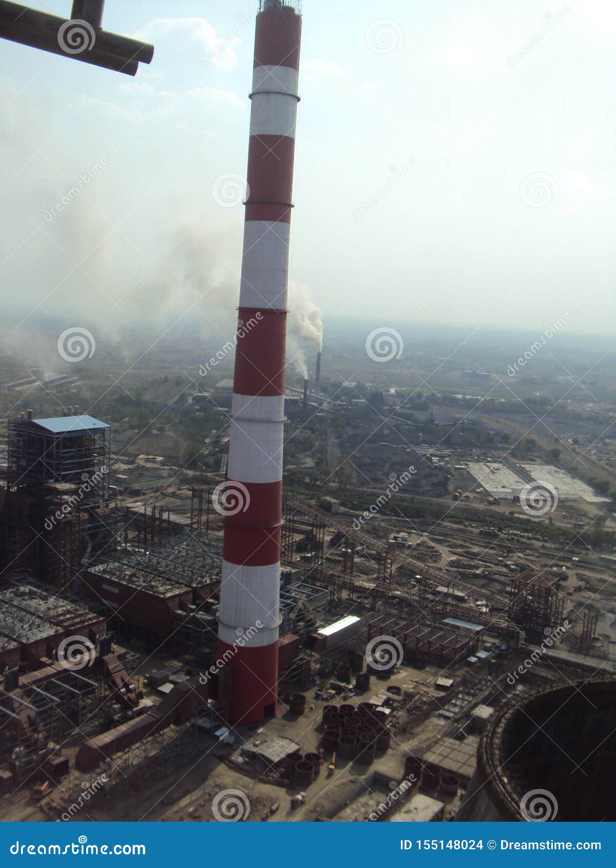 Chimney Shell In A Thermal Power Plant_Large View From Other Structure ...