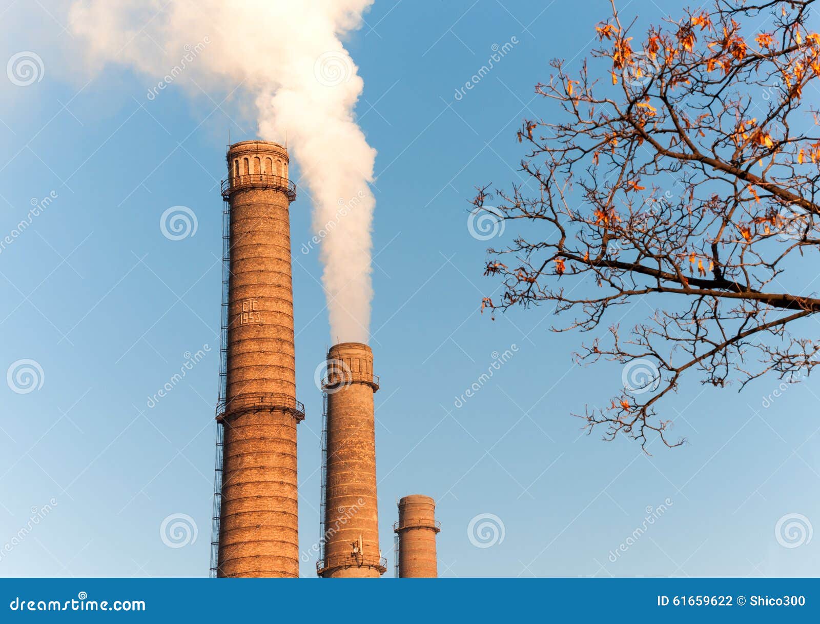 Chimney Smoke with Blue Sky Stock Photo - Image of atmosphere, chimney ...
