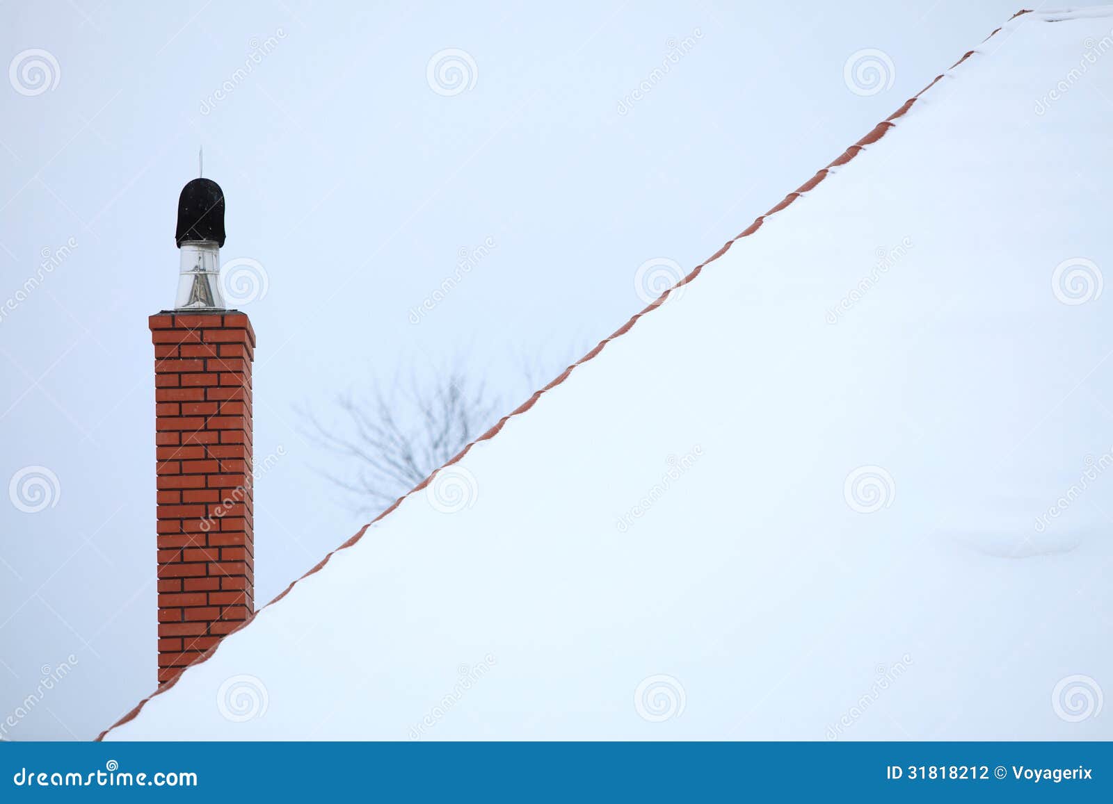 Chimney on the Snow Covered Roof Stock Photo - Image of snowy, cold ...