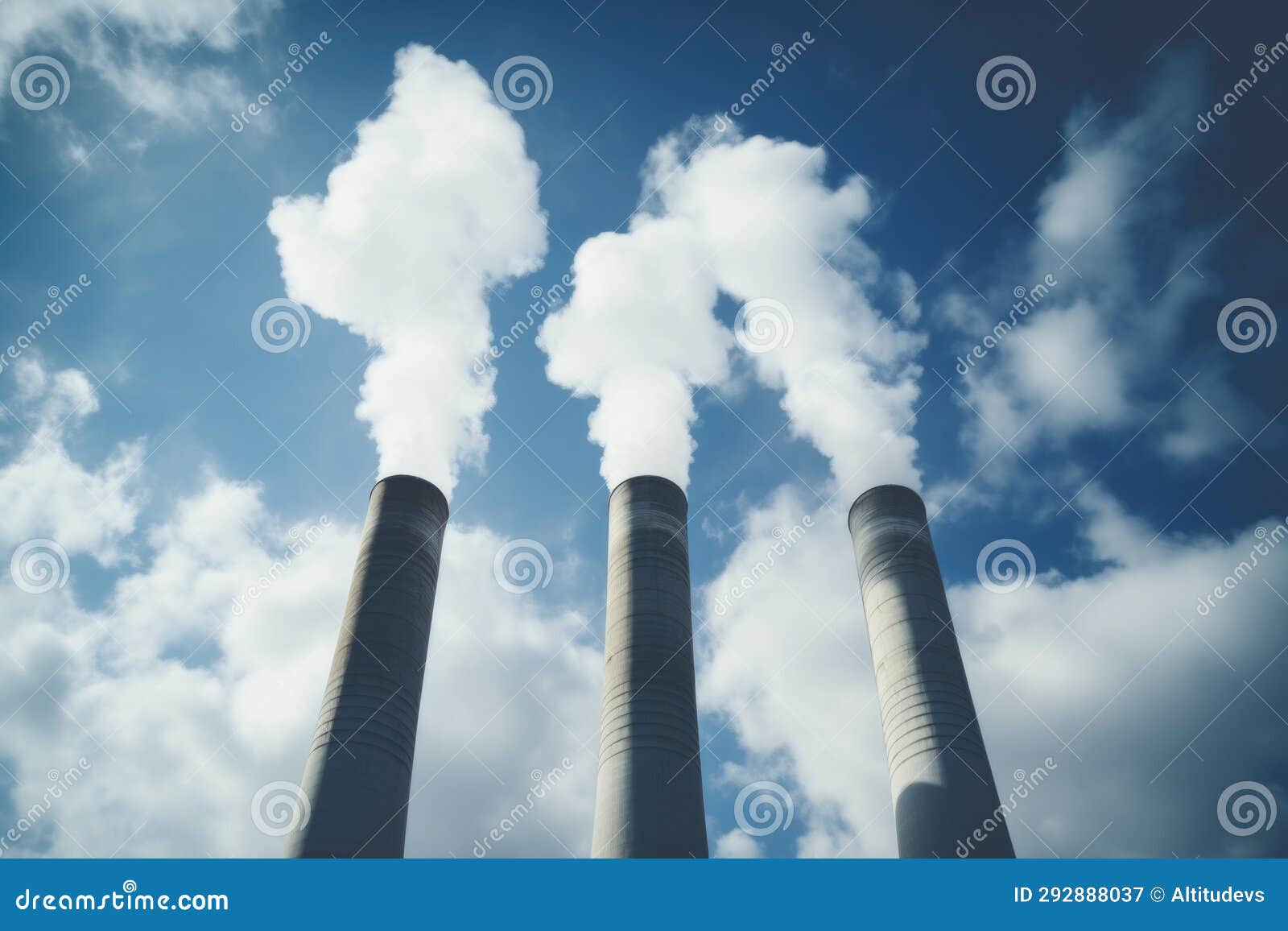 Chimney Stacks Emitting Smoke into the Clear Sky Stock Image - Image of ...