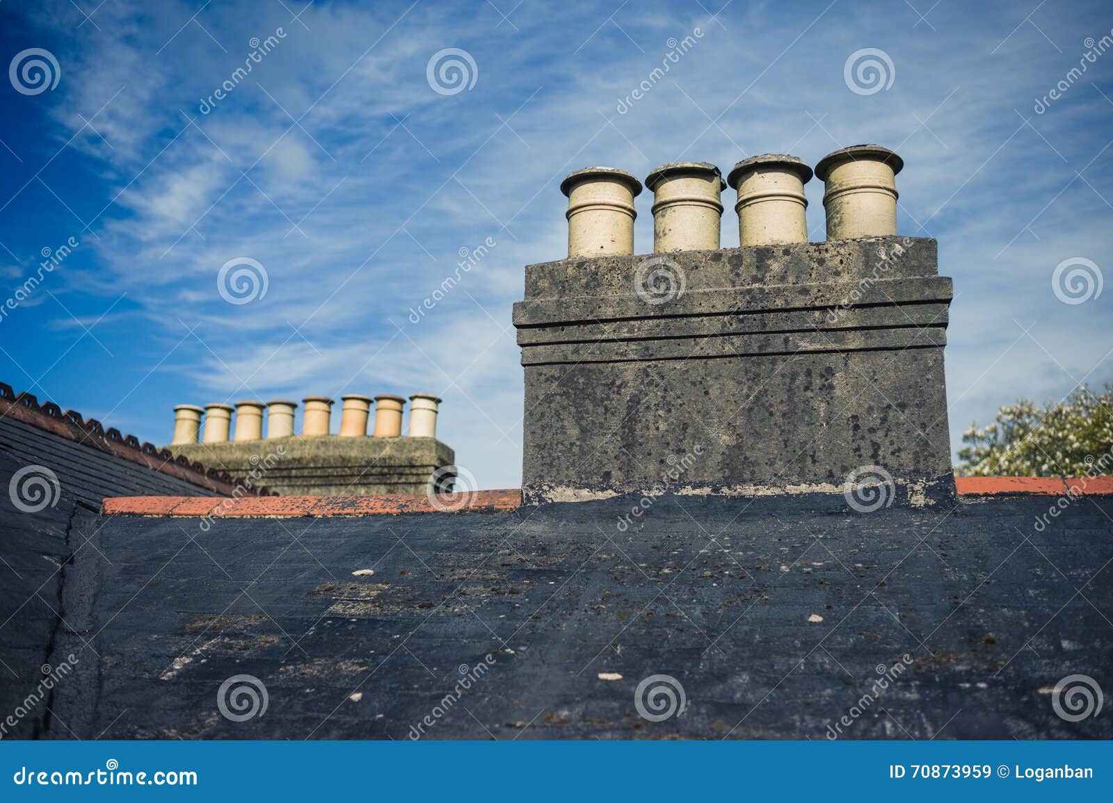 Chimney Stacks on Victorian Terrace Stock Image - Image of residential ...