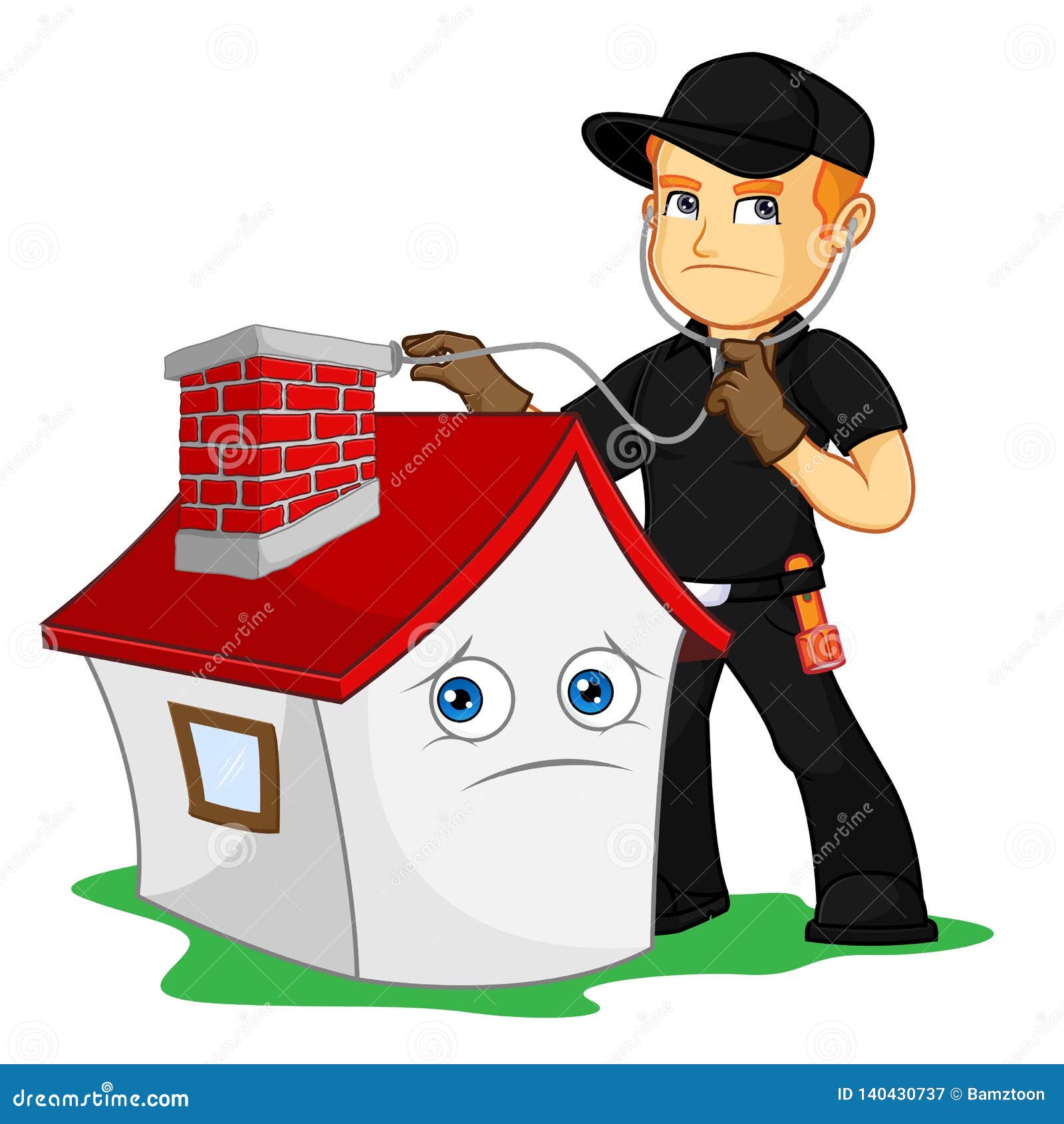 Chimney Sweeper Cleaner Worker Cartoon Vector Illustration ...