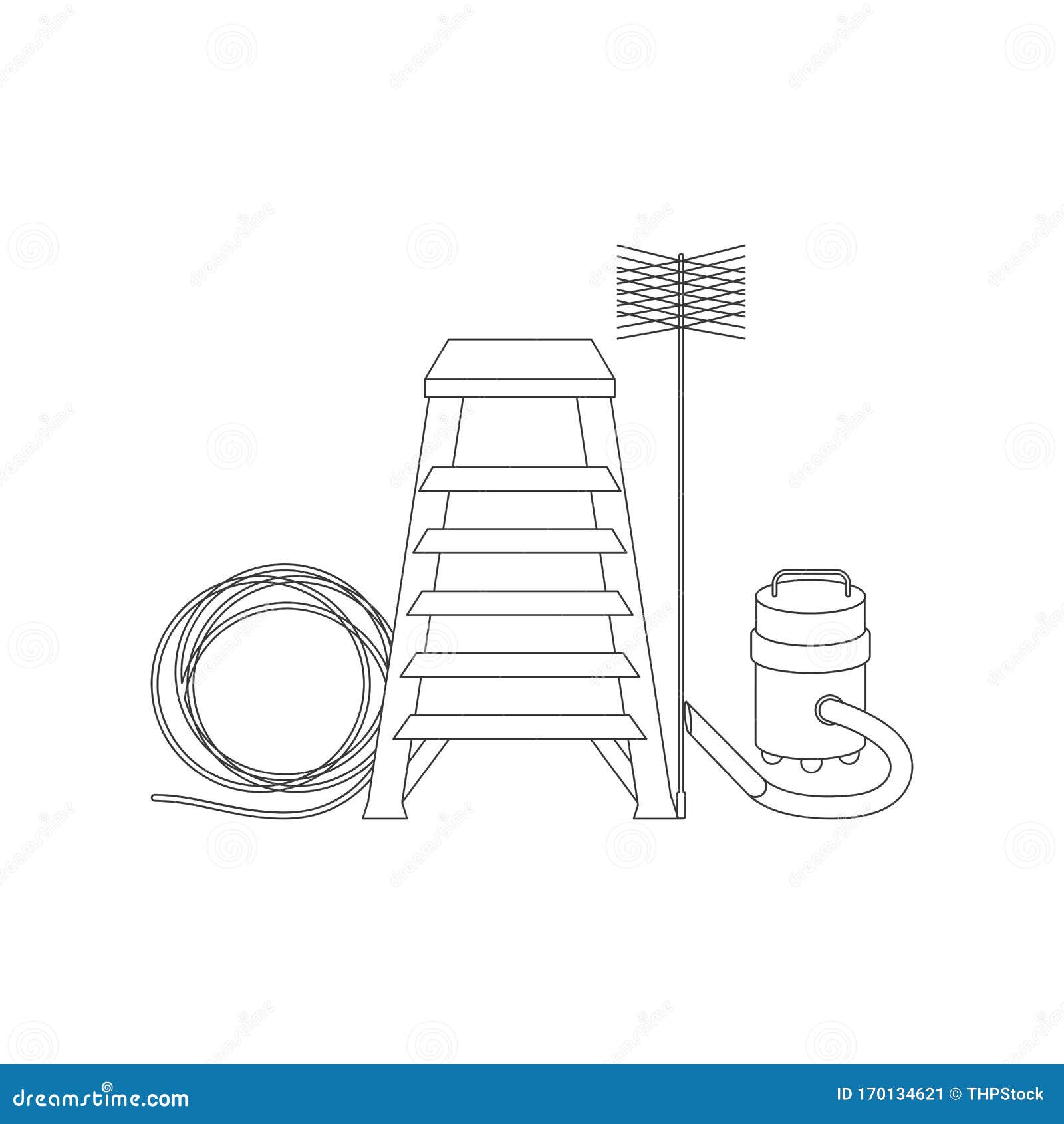 Chimney Sweeper Tools Icons Stock Vector - Illustration of vector ...