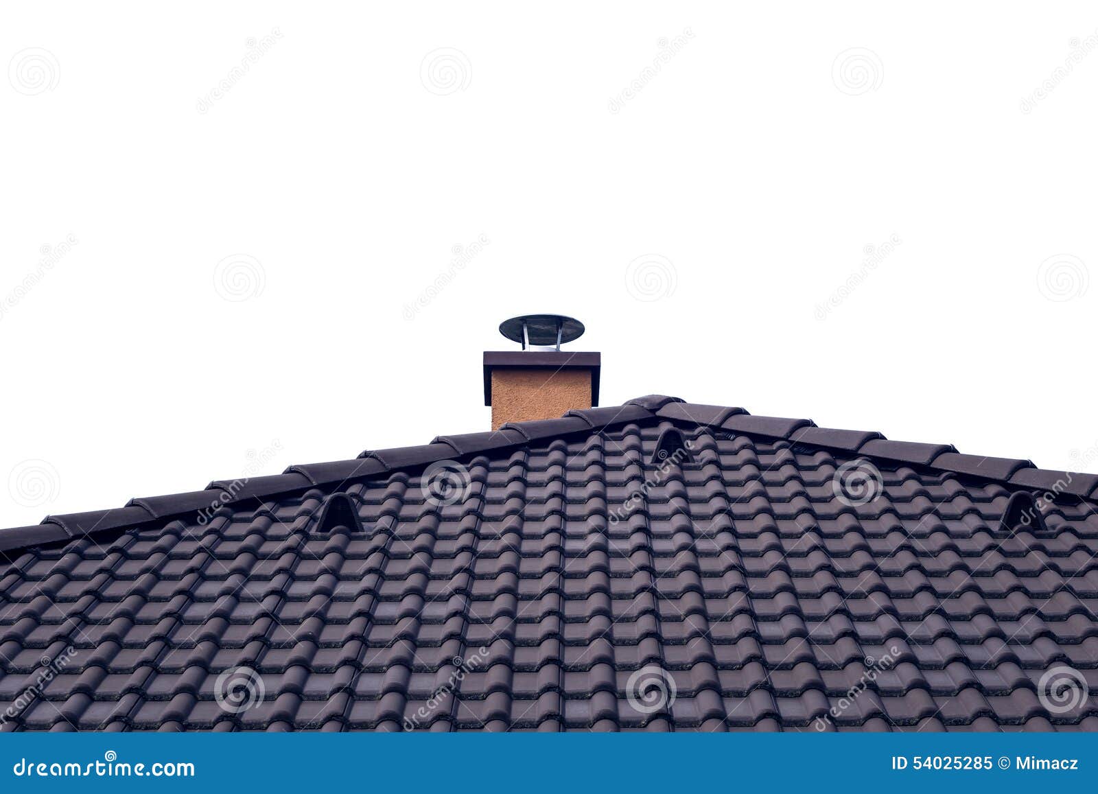 Chimney on Tiled Roof with Isolated Sky Stock Image - Image of building ...