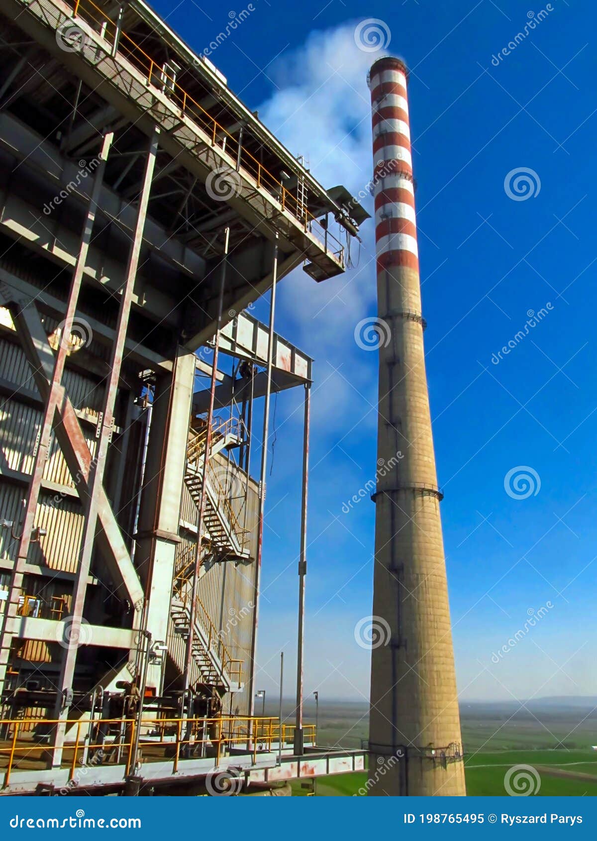 Chimney and Top of the Energy Boiler Stock Image - Image of pipe ...