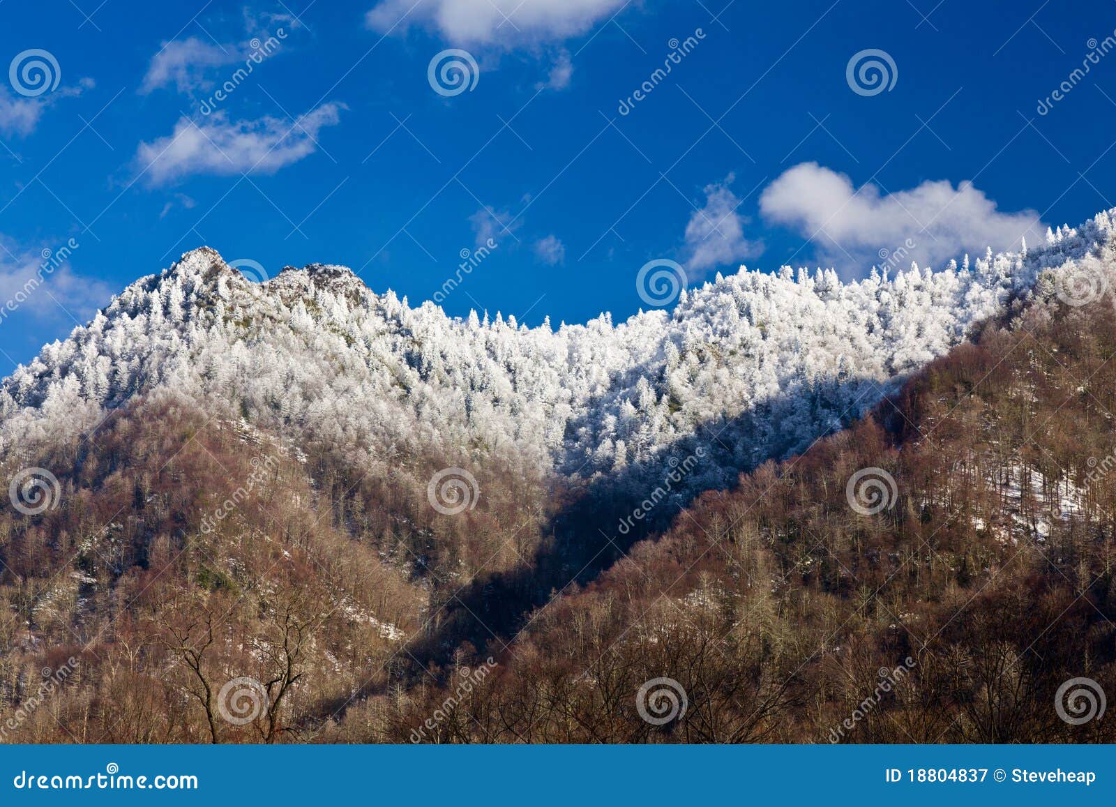 Chimney Tops in Snow in Smokies Stock Image - Image of cold, scenic ...