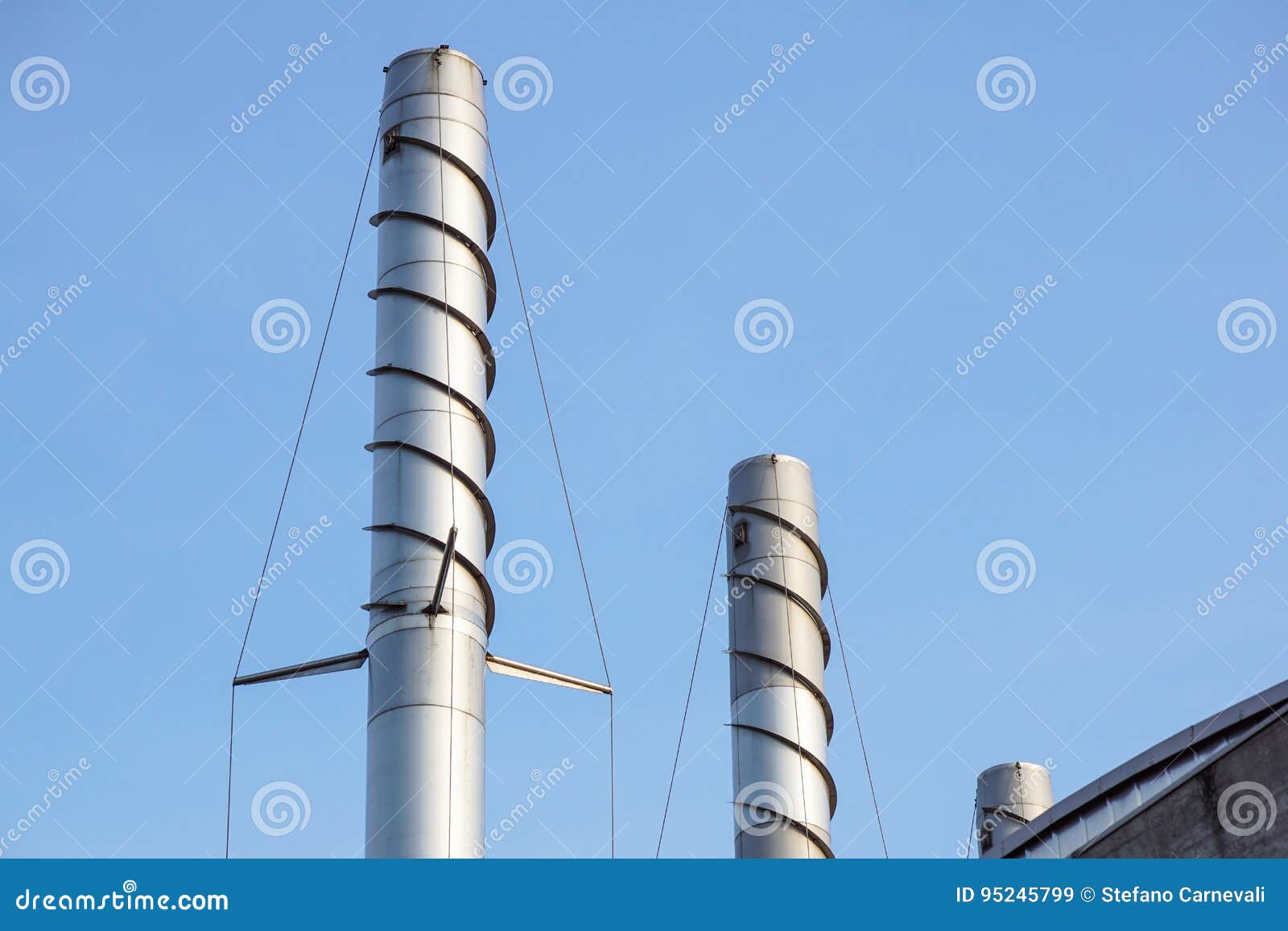 Chimney Tower .Thermal Power Stations and Power Lines. Stock Image ...