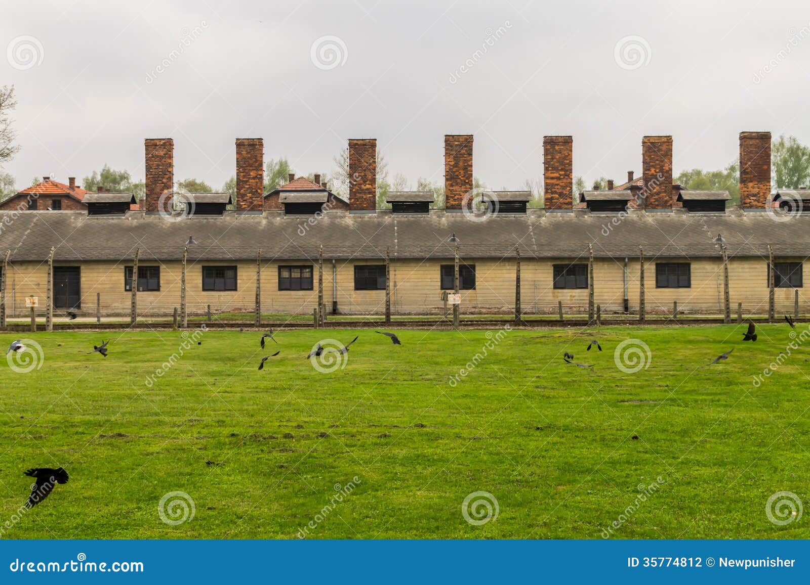Chimneys of Auschwitz editorial photography. Image of chimneys - 35774812