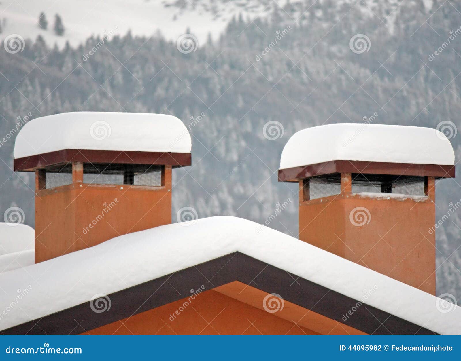 Chimneys of houses stock photo. Image of heating, december - 44095982
